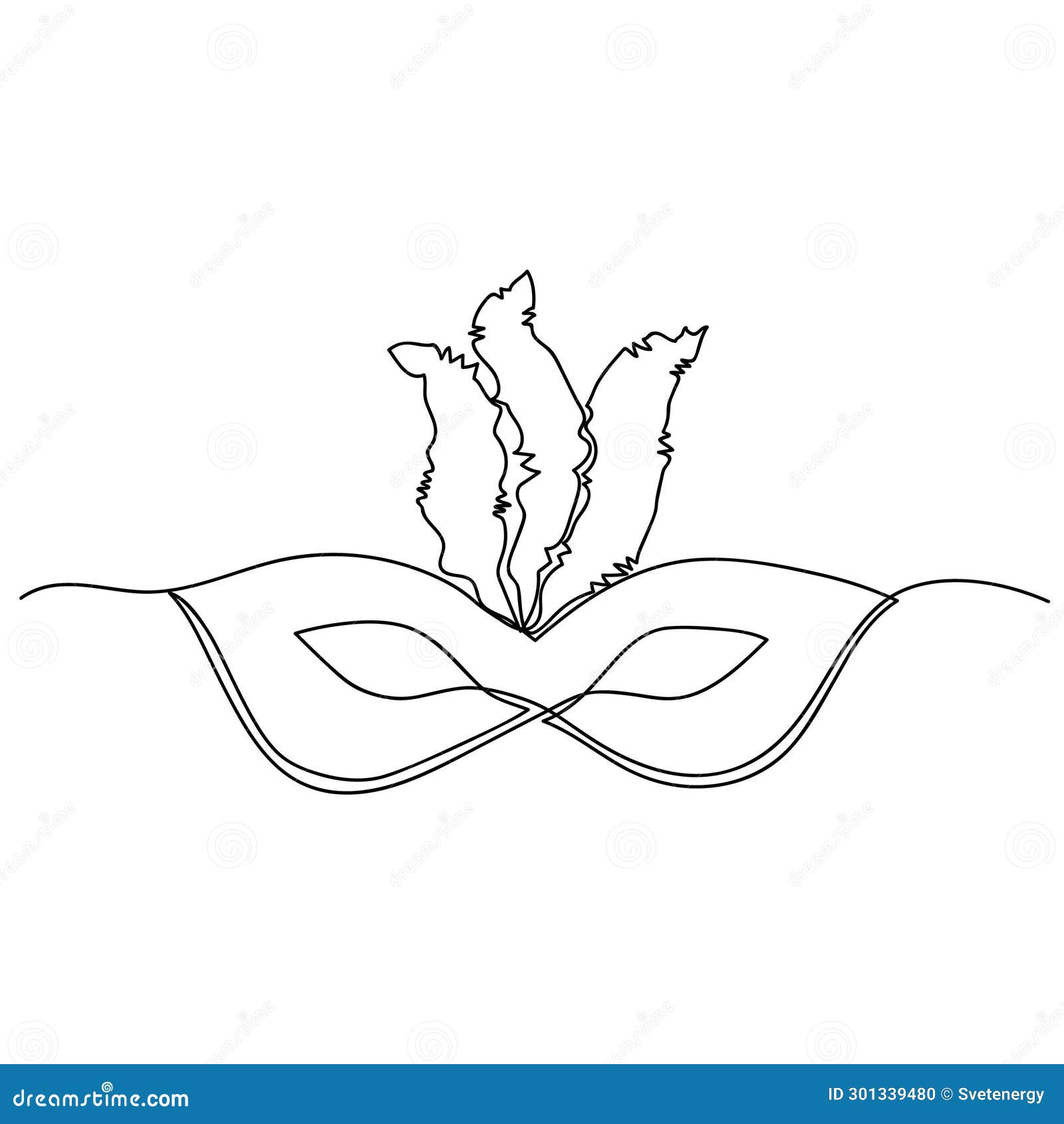 Carnival Mask Line Art Vector Illustration. Continuous One Line Design ...
