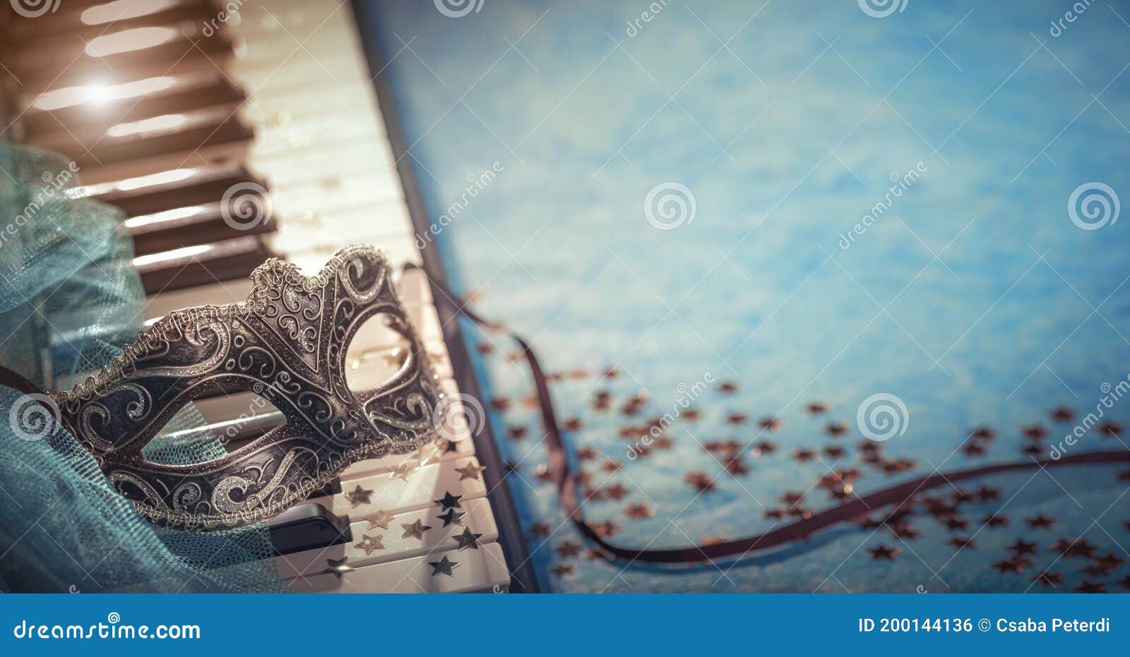 Carnival Mask and Piano Keyboard with Copy-space. Stock Photo - Image ...