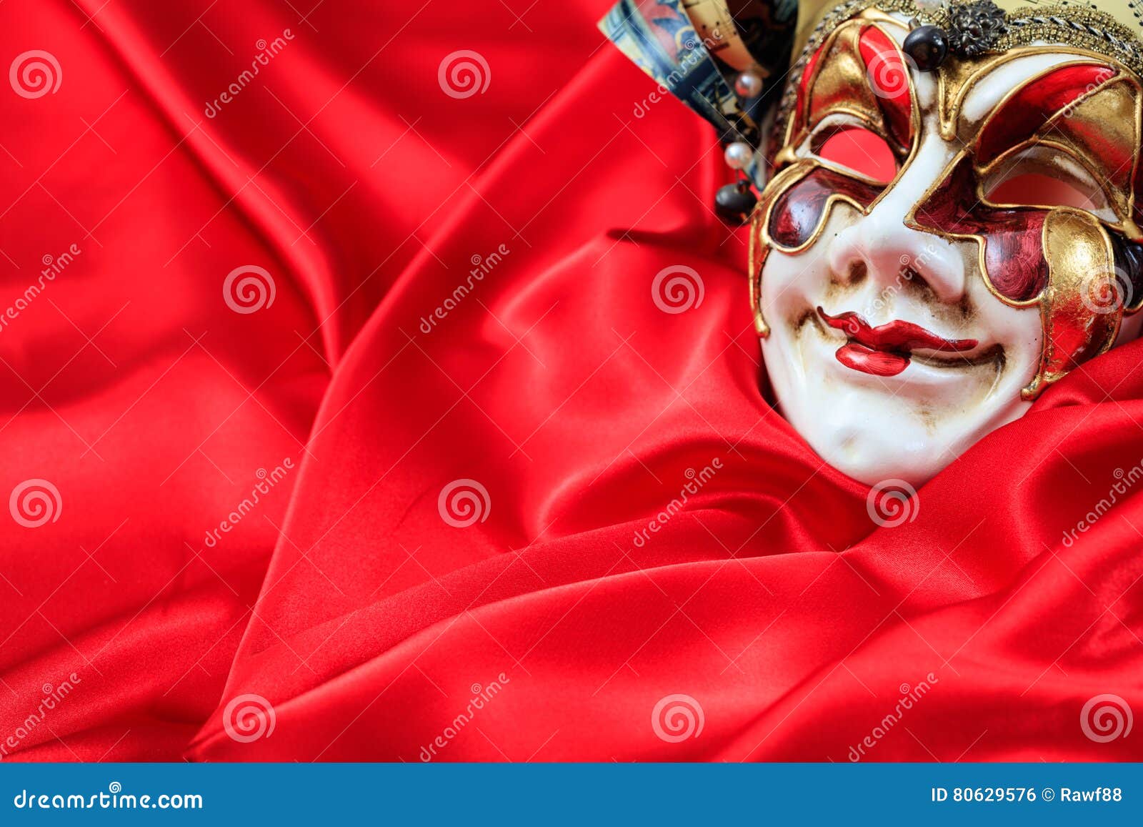 Carnival Mask on Red Satin Background Stock Photo - Image of luxury ...