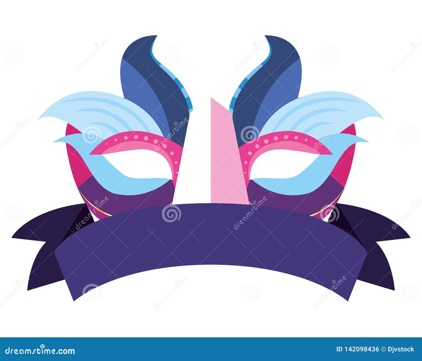 Carnival Mask Ribbon on White Background Stock Vector - Illustration of ...