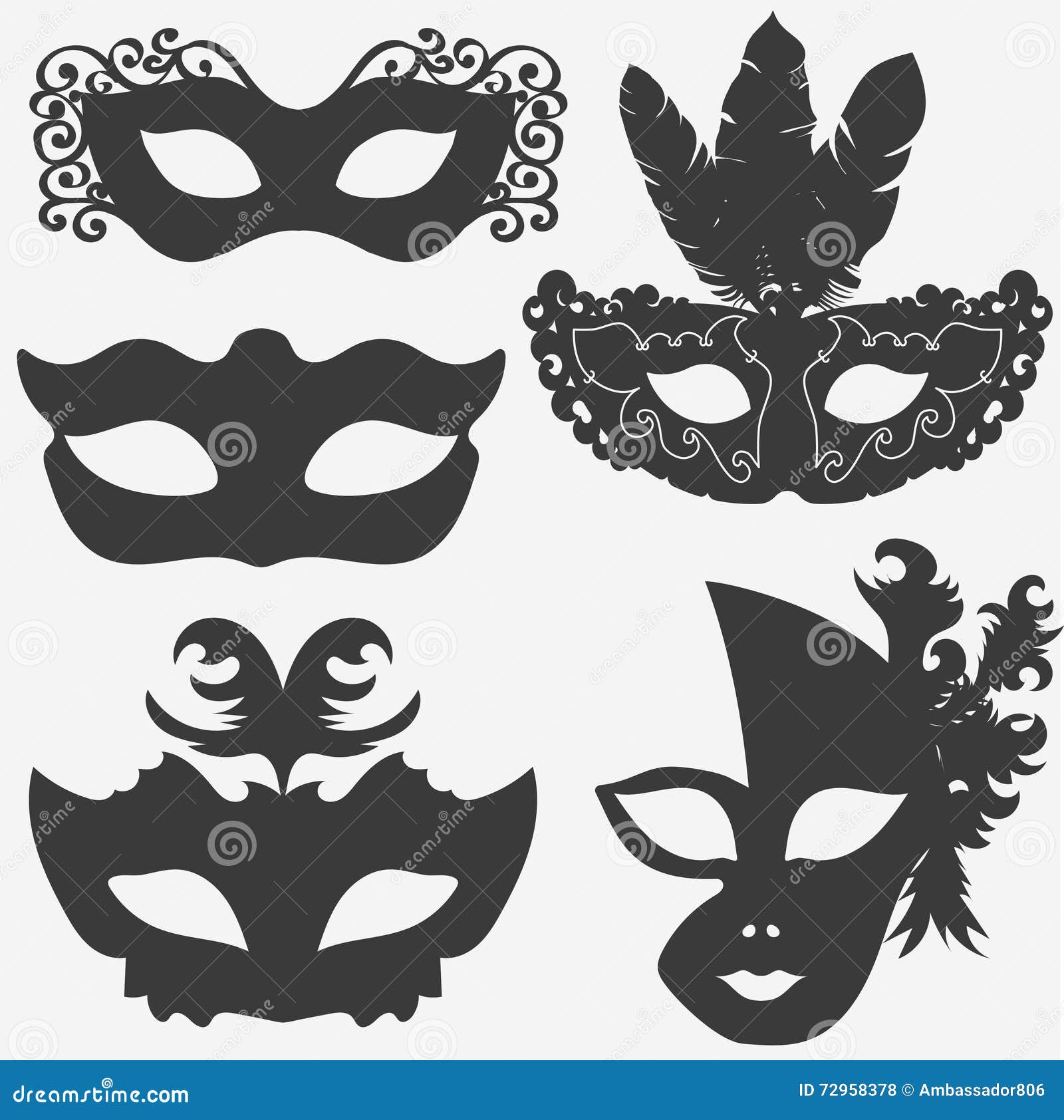 Carnival mask set stock vector. Illustration of ornate - 72958378
