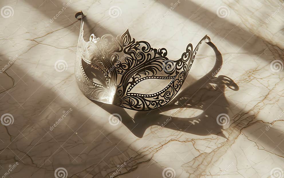 Carnival Mask with Shadow on a White Wall Stock Illustration ...