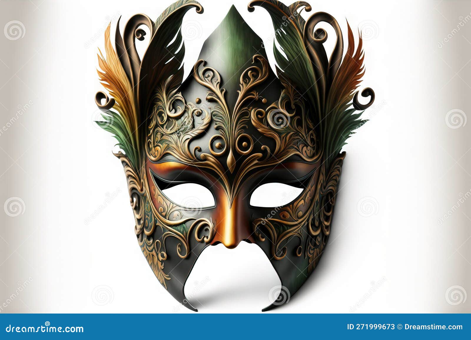 Carnival Masks Front View, Isolated on White Stock Illustration ...