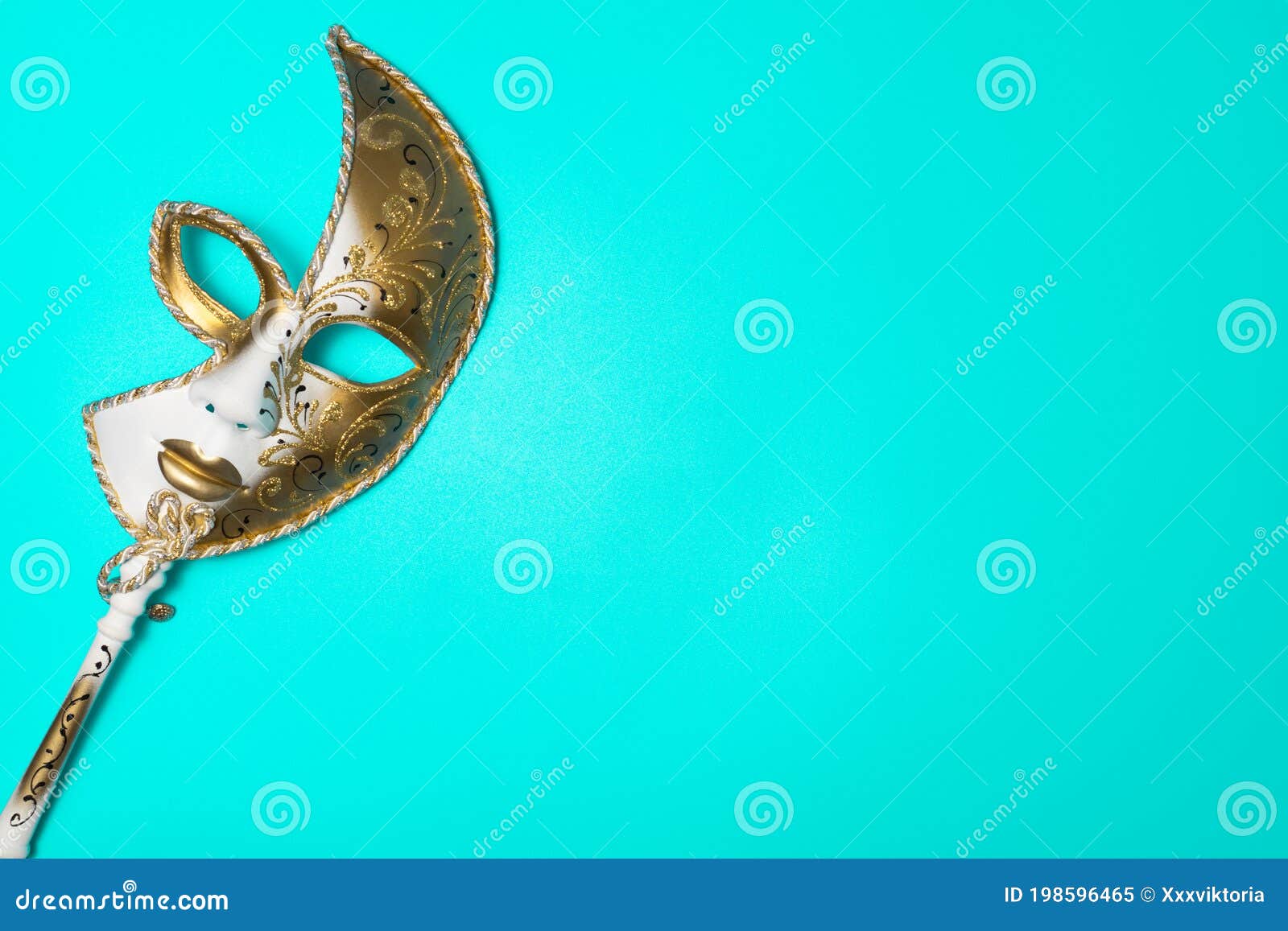 Carnival Masquerade Mask with Handle on Blue Background Stock Image ...