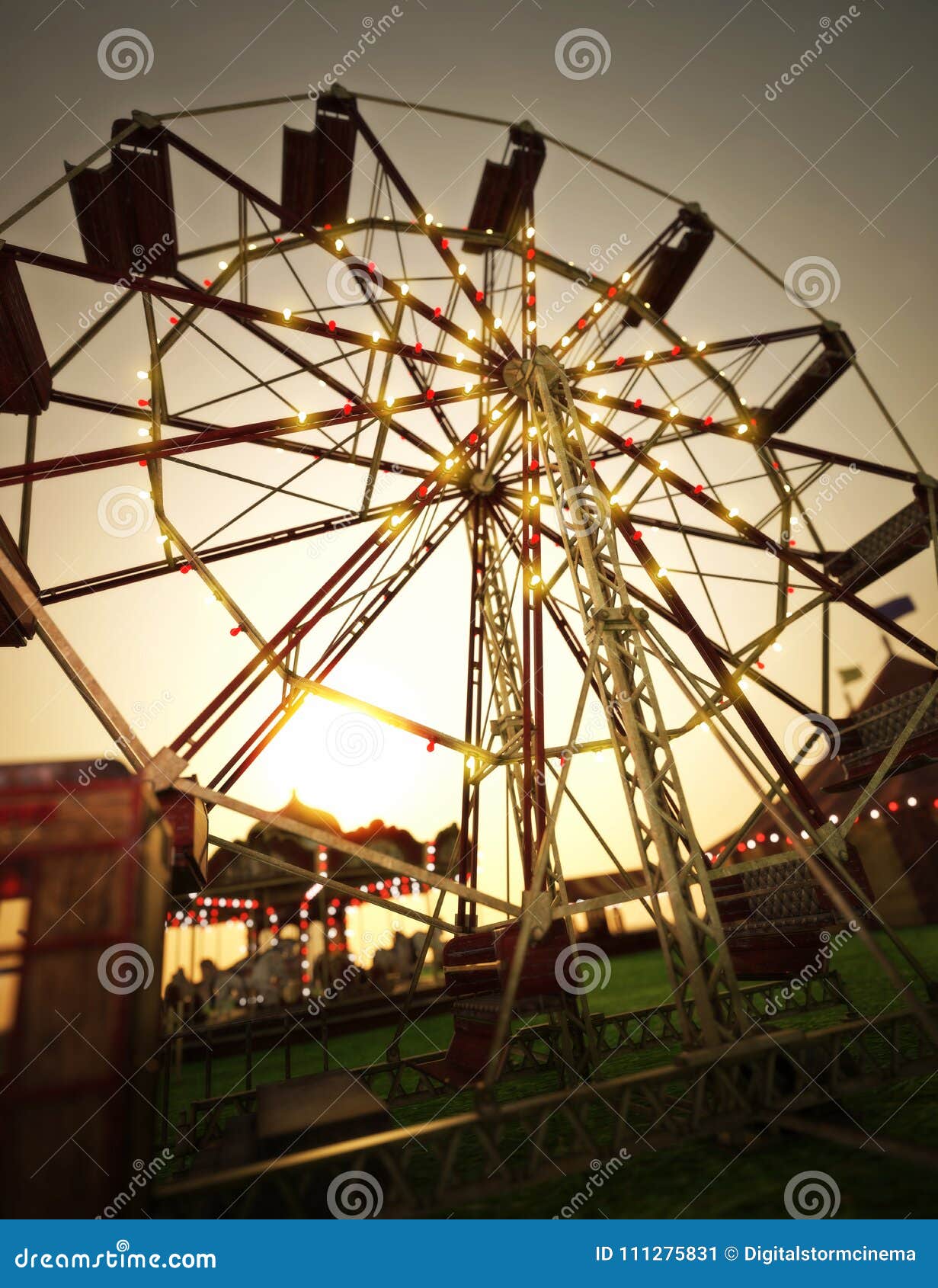 Carnival Midway Background with Ferris Wheel and Carousel . Stock Image ...