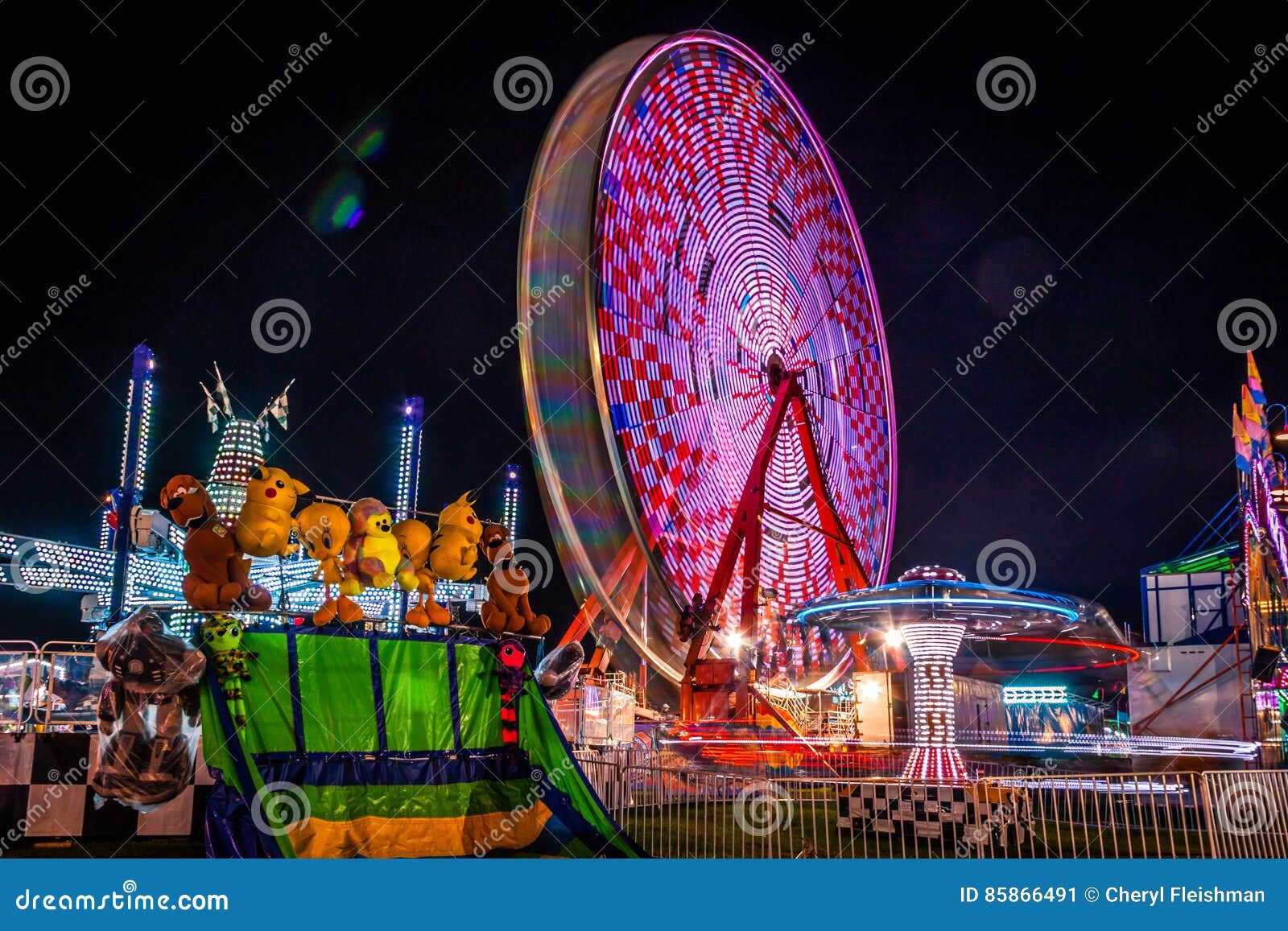 Carnival at Night - Rides in Motion Patterned Fun Lights Editorial ...