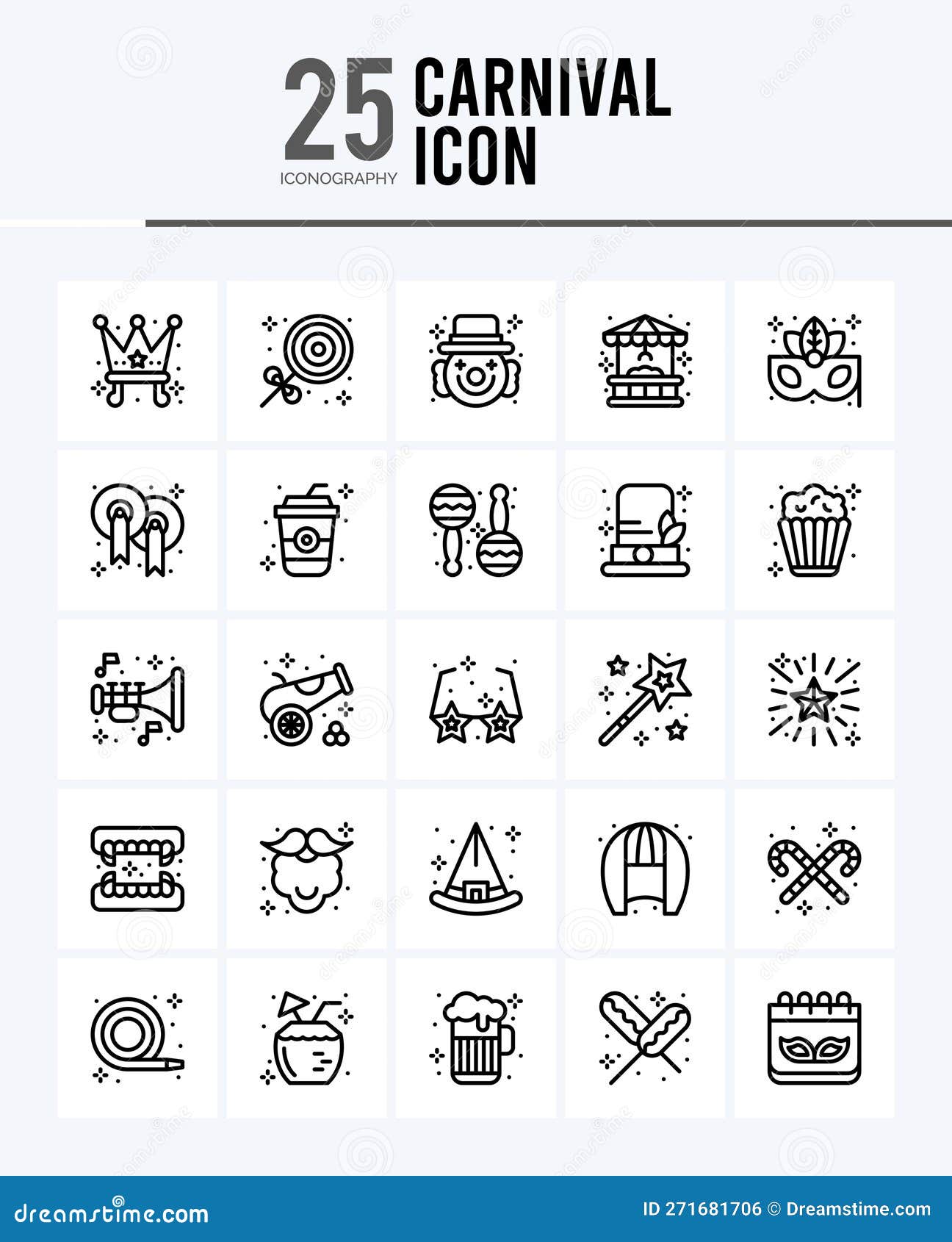 25 Carnival Outline Icons Pack Vector Illustration Stock Vector ...
