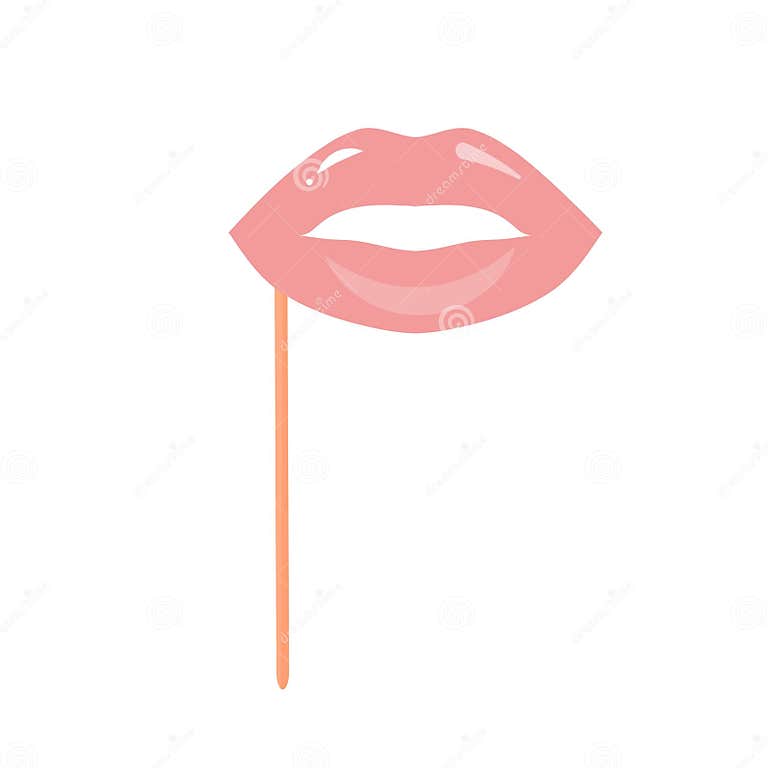 Carnival Party Mask Lips On Stick Stock Vector Illustration Of Cartoon Decoration 299018004