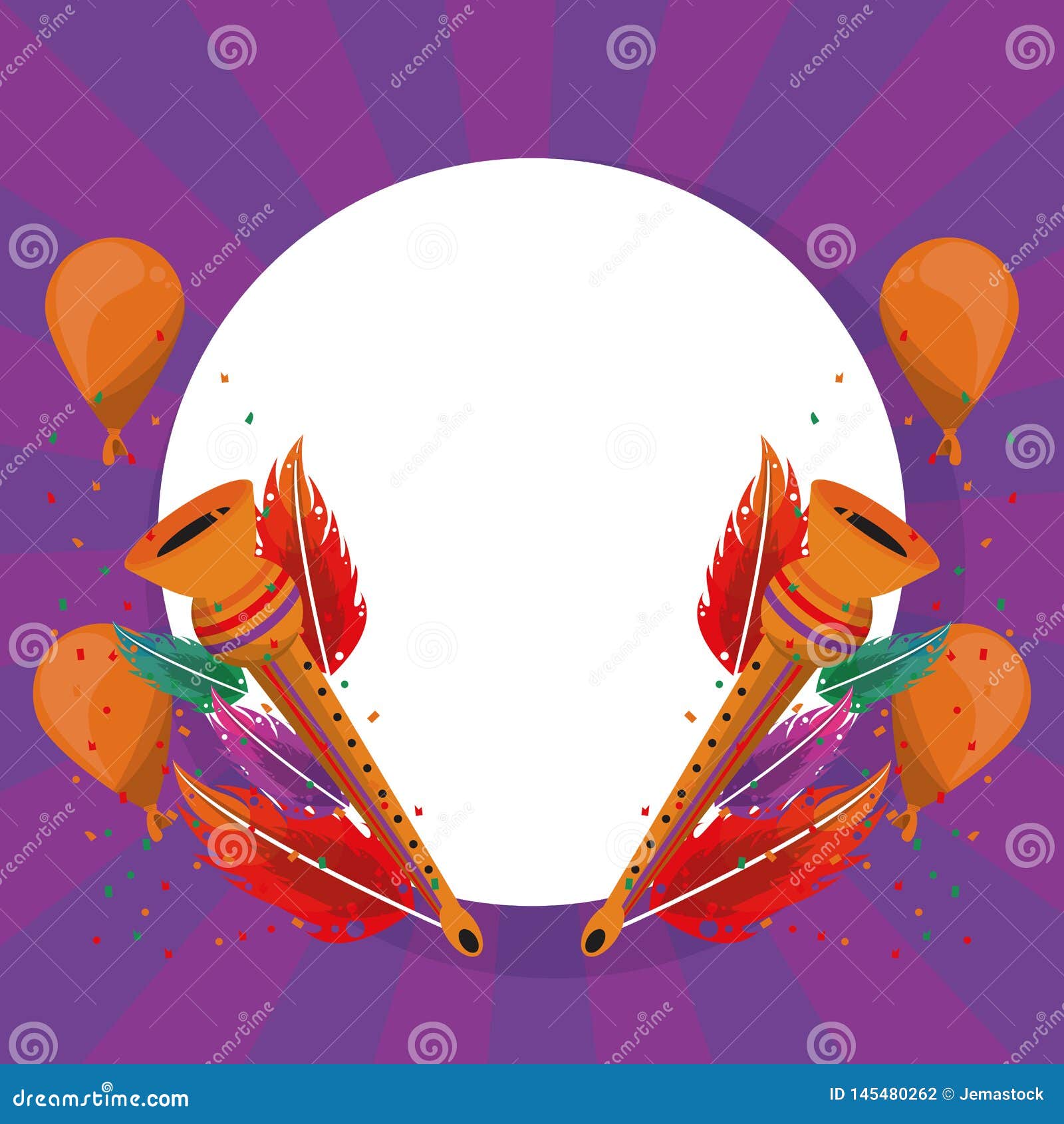 Carnival party round frame stock vector. Illustration of feathers ...