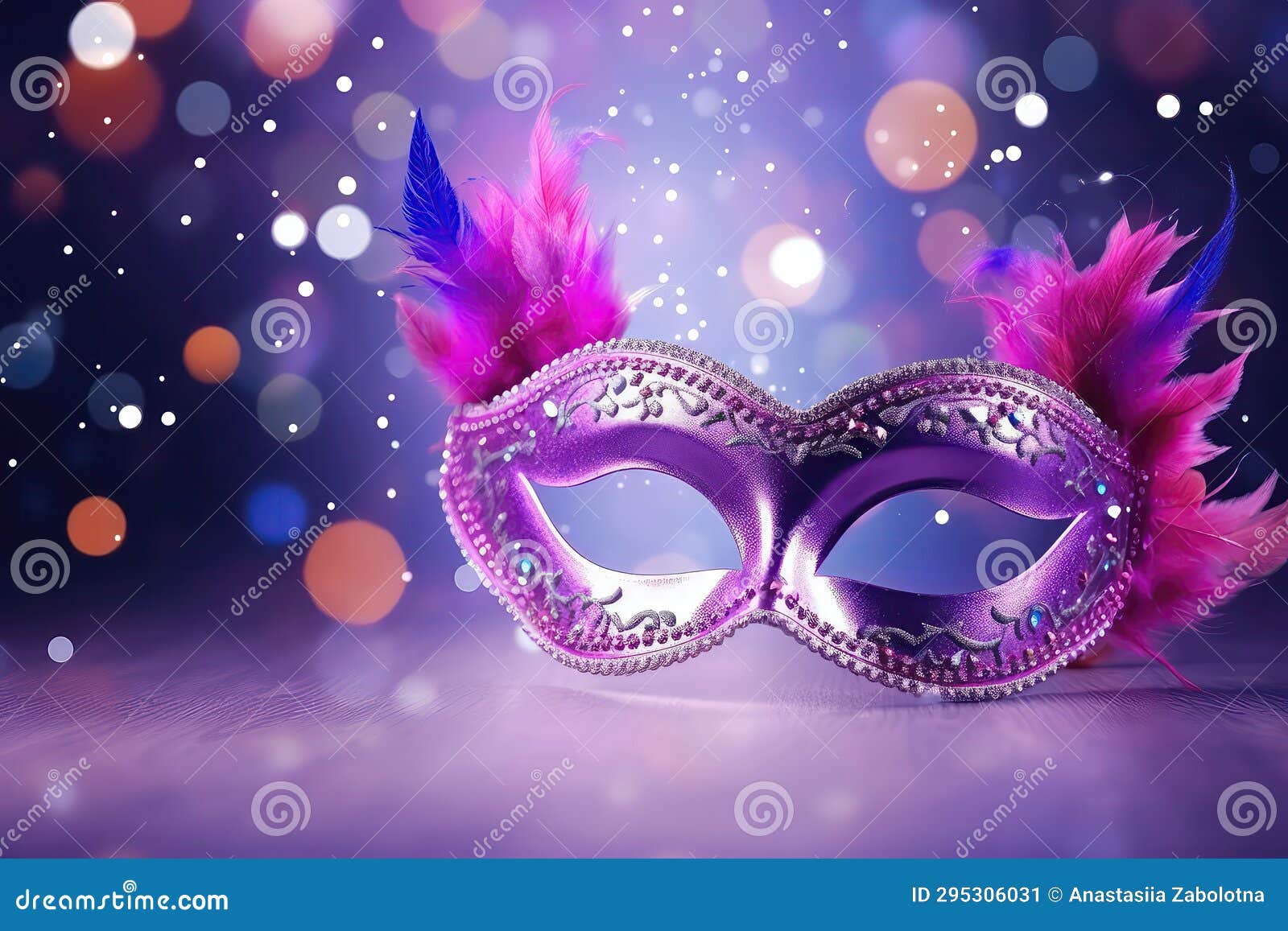 Carnival Party with Venetian Mask and Bokeh Lights Stock Illustration ...