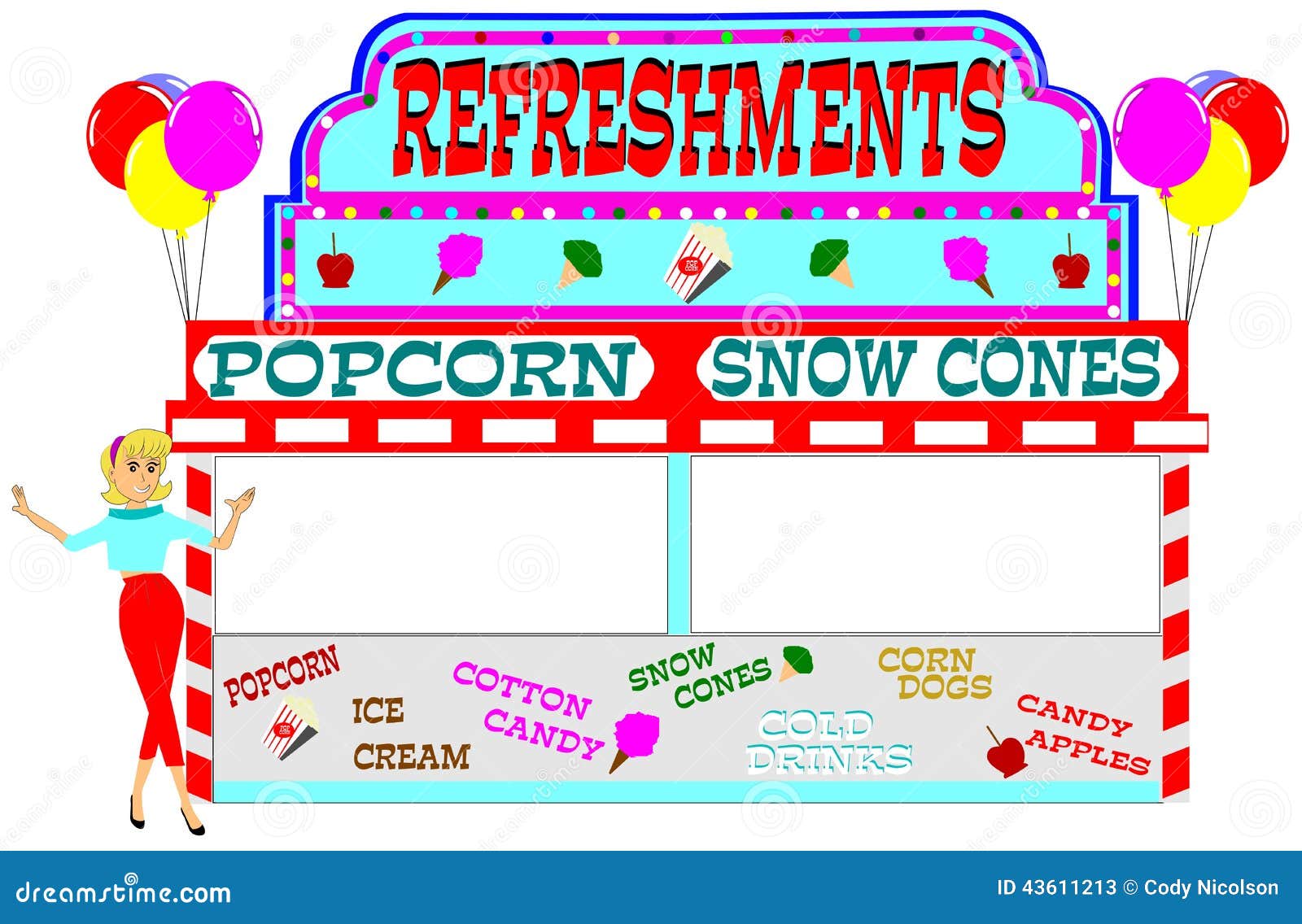 Carnival refreshment stand stock illustration. Illustration of cream ...