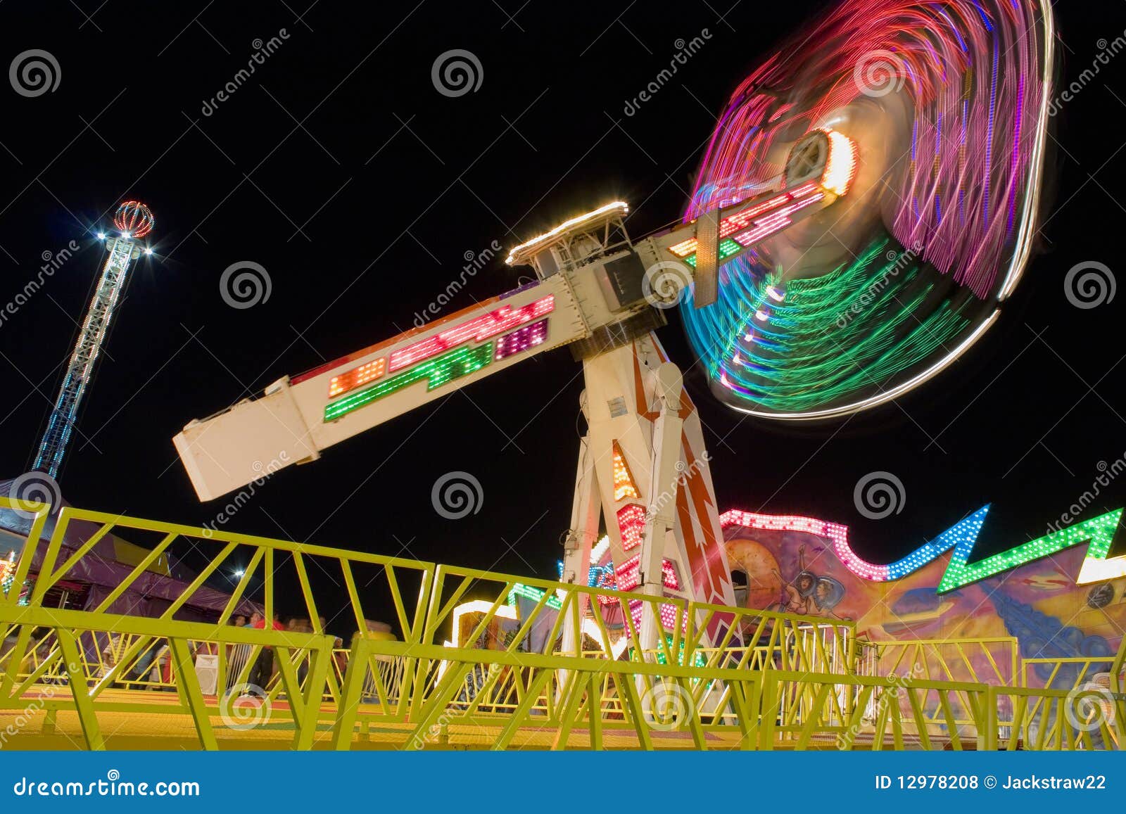 Carnival Rides stock photo. Image of amusement, neon - 12978208