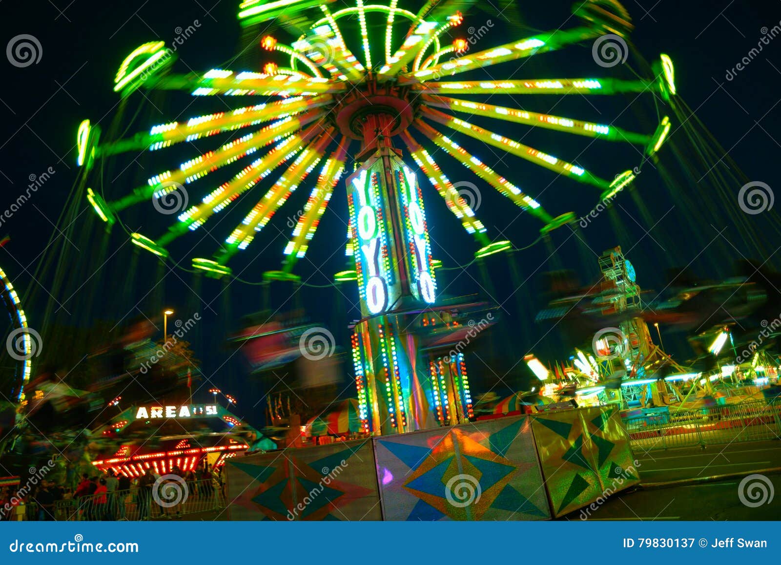 The midway at night. stock image. Image of night, exposure - 79830137