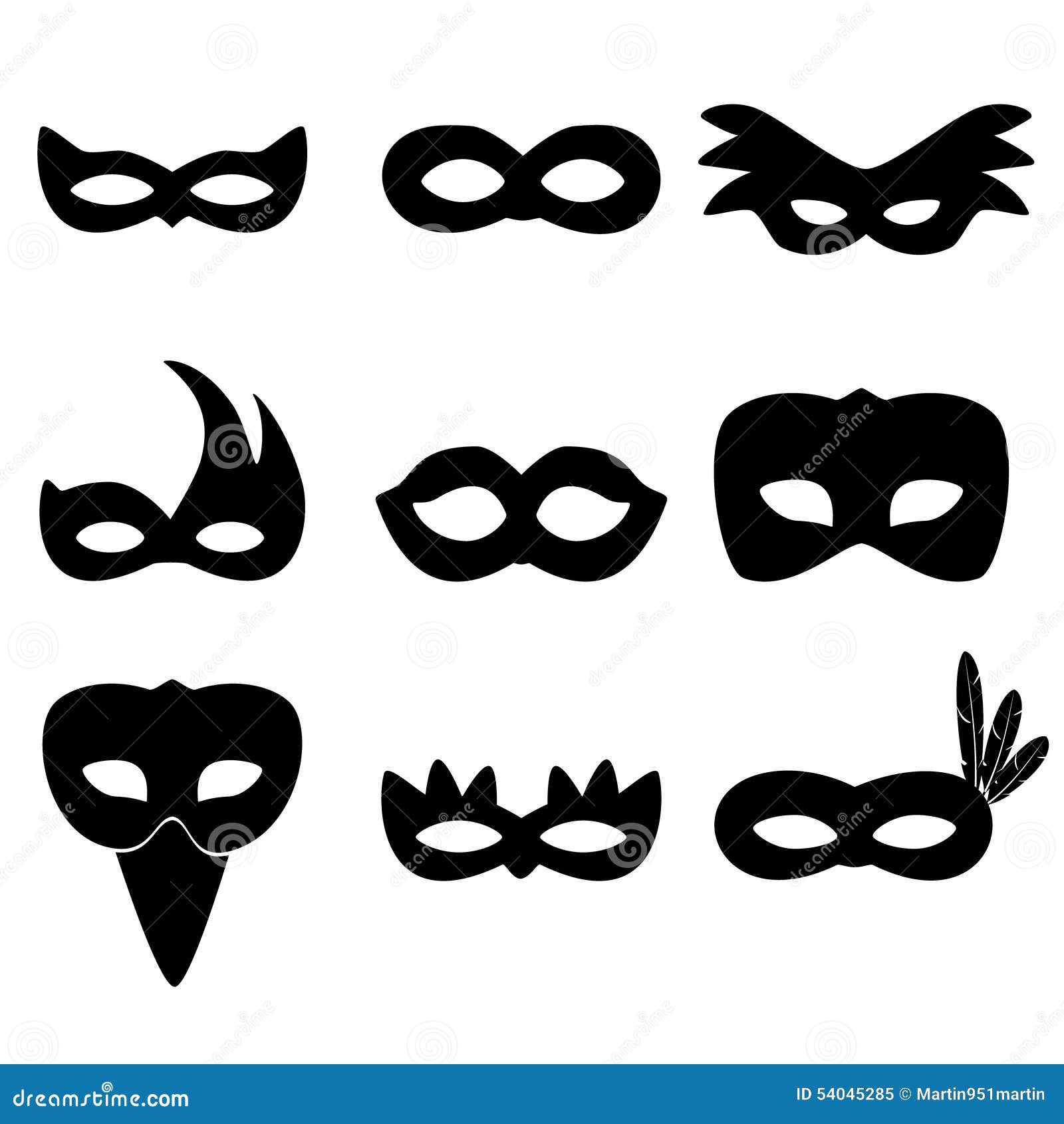 Black Masks With Geometric Shapes Vector Illustration | CartoonDealer ...