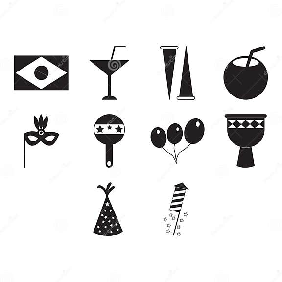 Carnival of rio icon set stock vector. Illustration of cartoon - 258574820