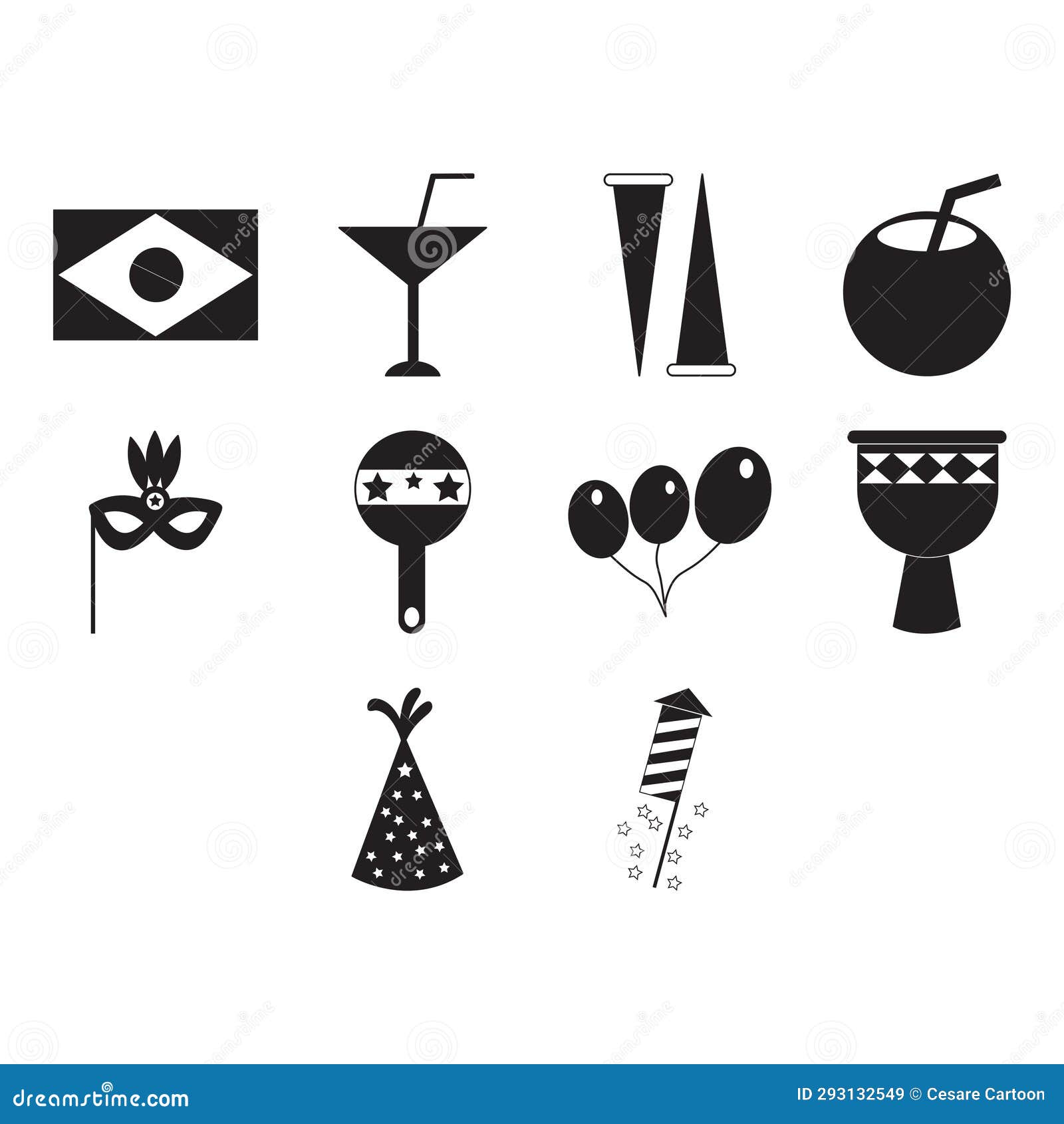 Carnival of rio icon set stock vector. Illustration of clipart - 293132549