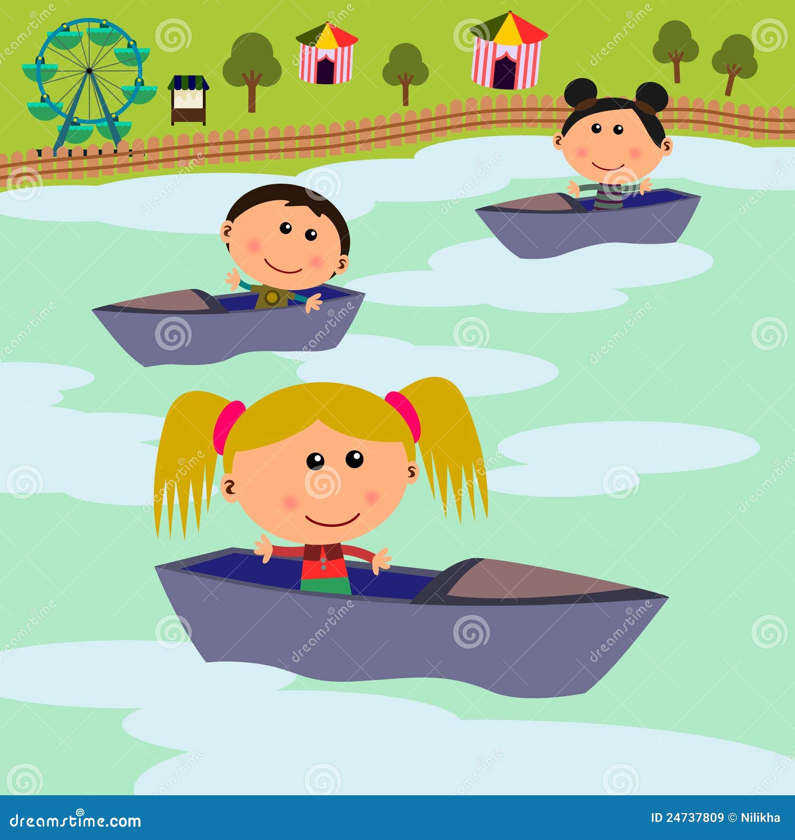 Carnival scene boat ride stock illustration. Illustration of youth ...