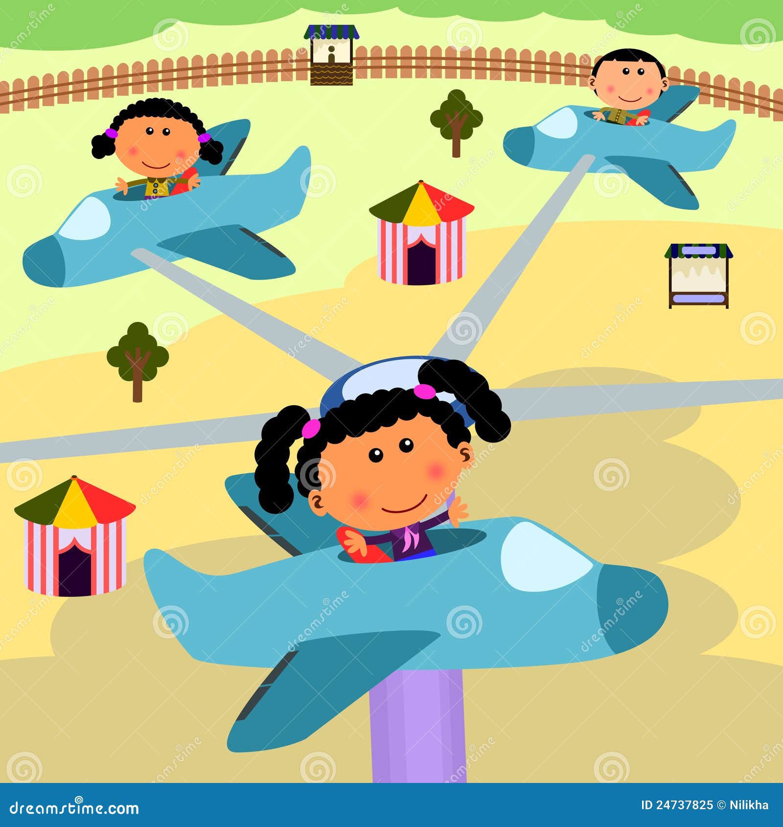 Carnival scene plane ride stock illustration. Illustration of cartoon ...