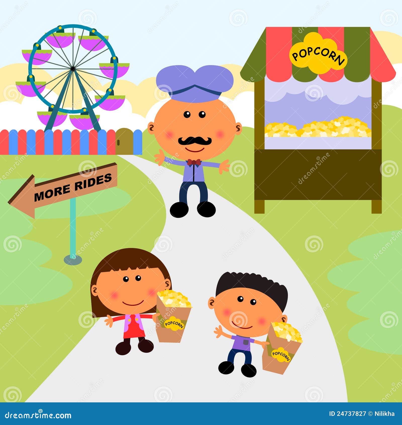 Carnival scene popcorn stock illustration. Illustration of food - 24737827