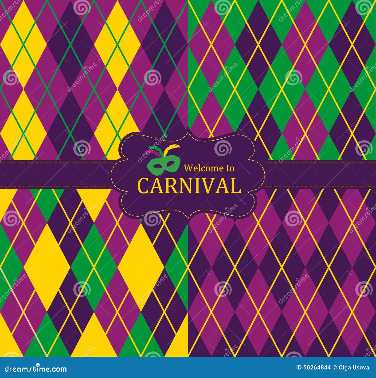 Carnival Seamless Pattern With Gold Icons And Objects. Celebration ...