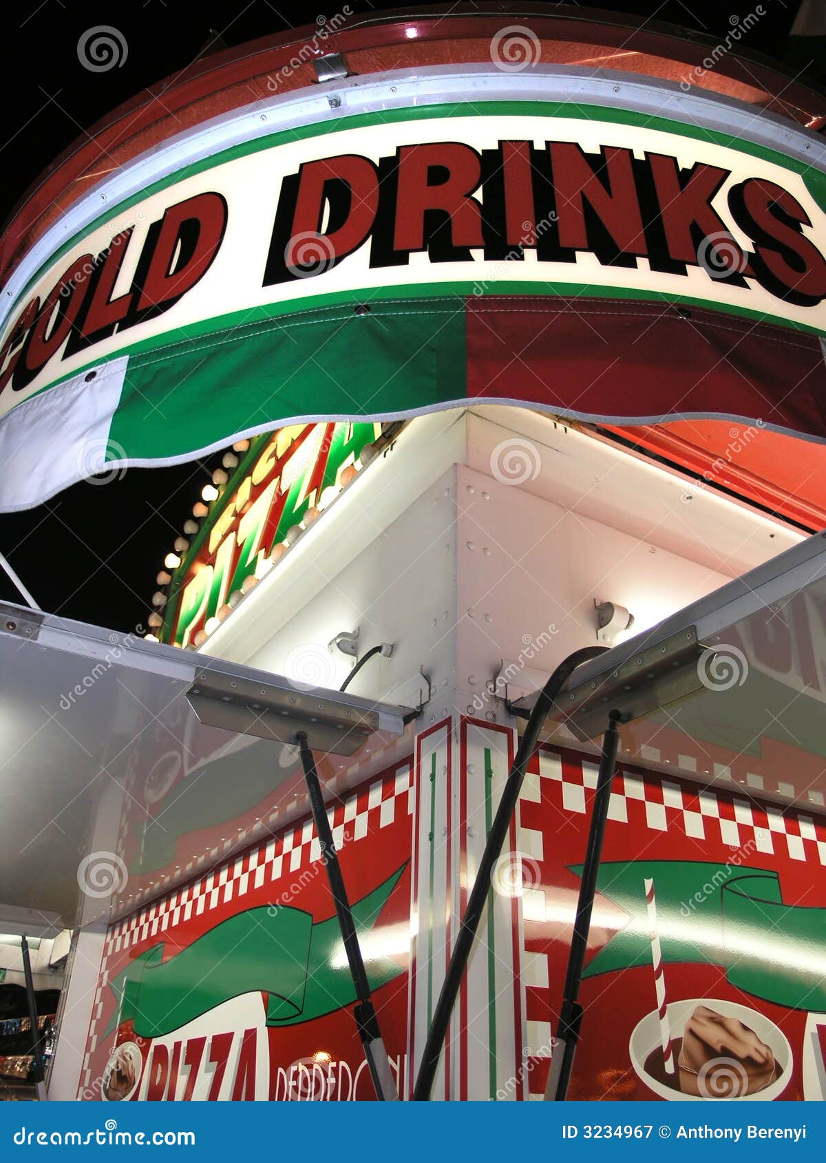 Carnival Stand Drinks Pizza Stock Image - Image of pizza, neon: 3234967