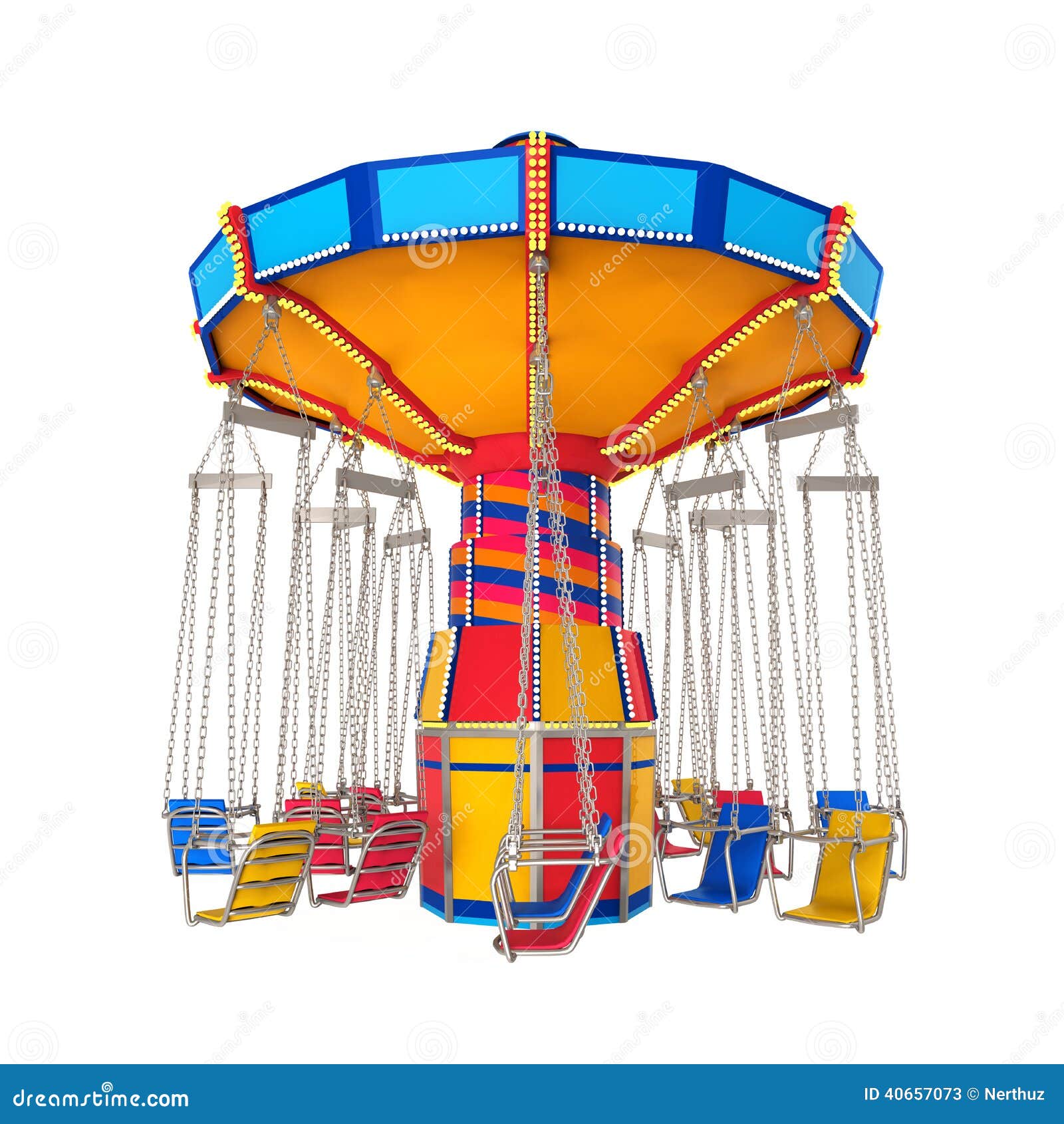 Swing Ride Carousel Line Icon. Amusement Park Symbol Cartoon Vector ...