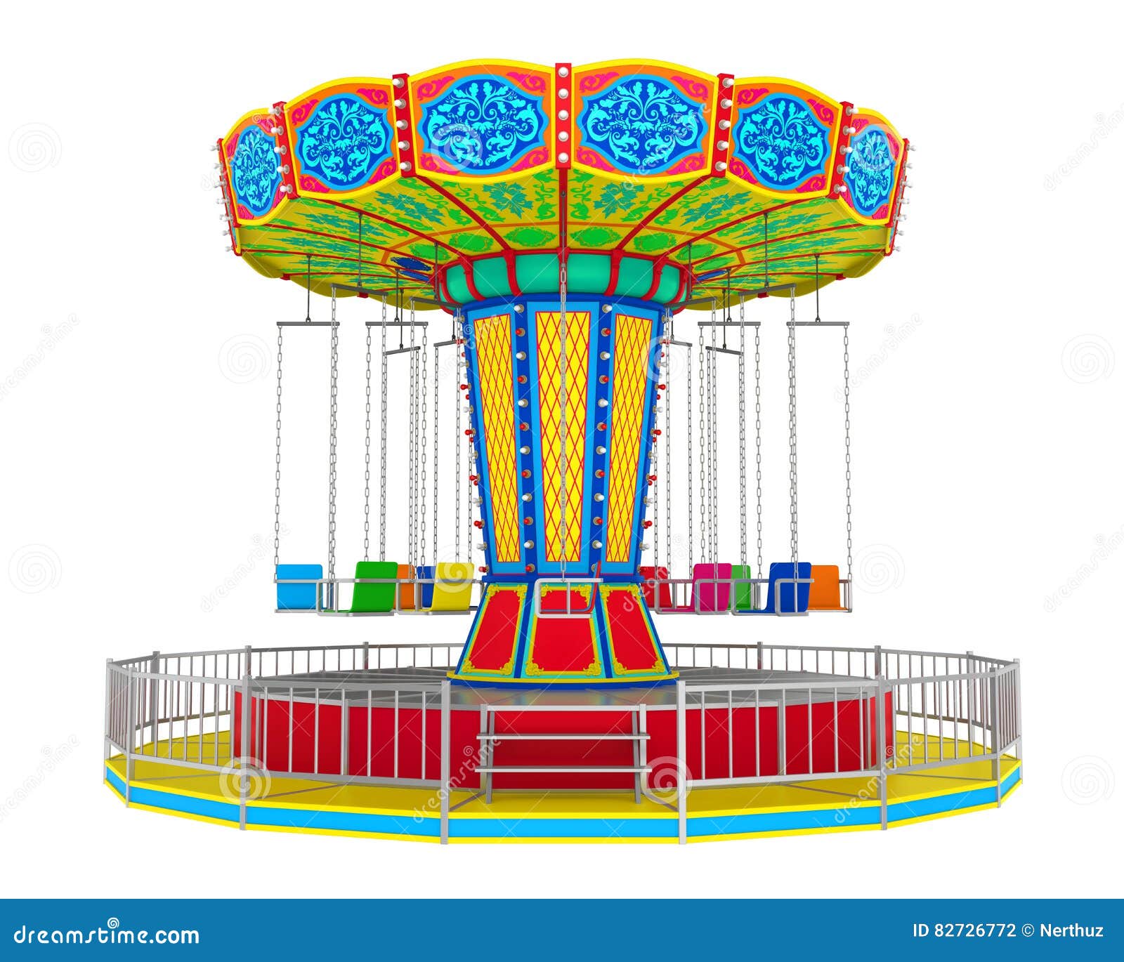 Swing Ride Carousel Line Icon. Amusement Park Symbol Cartoon Vector ...