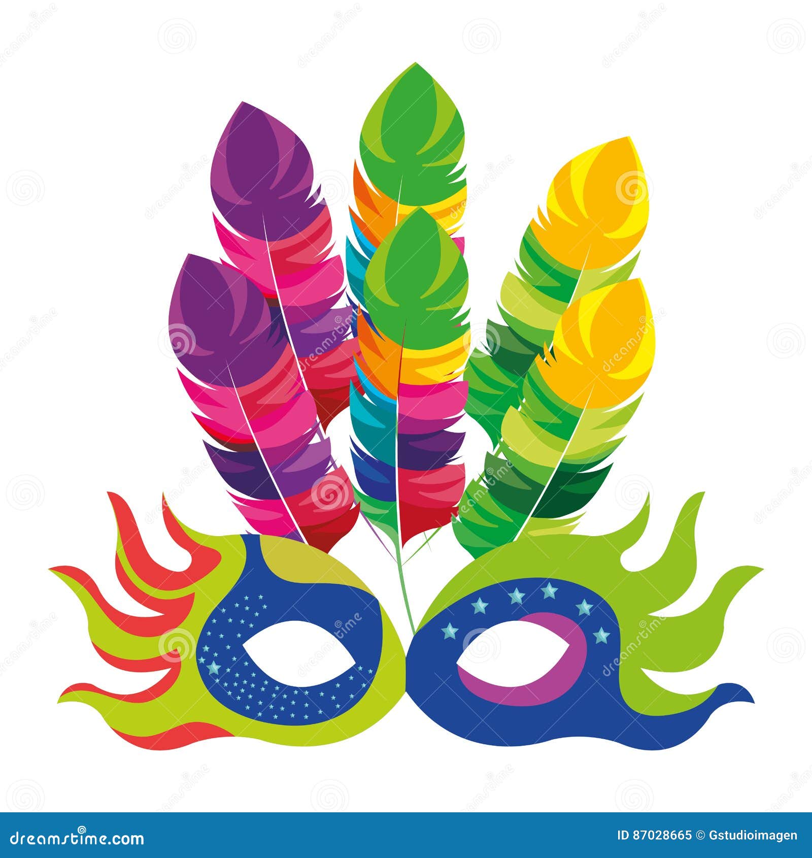 Carnival of Teather Mask with Feathers Stock Vector - Illustration of ...