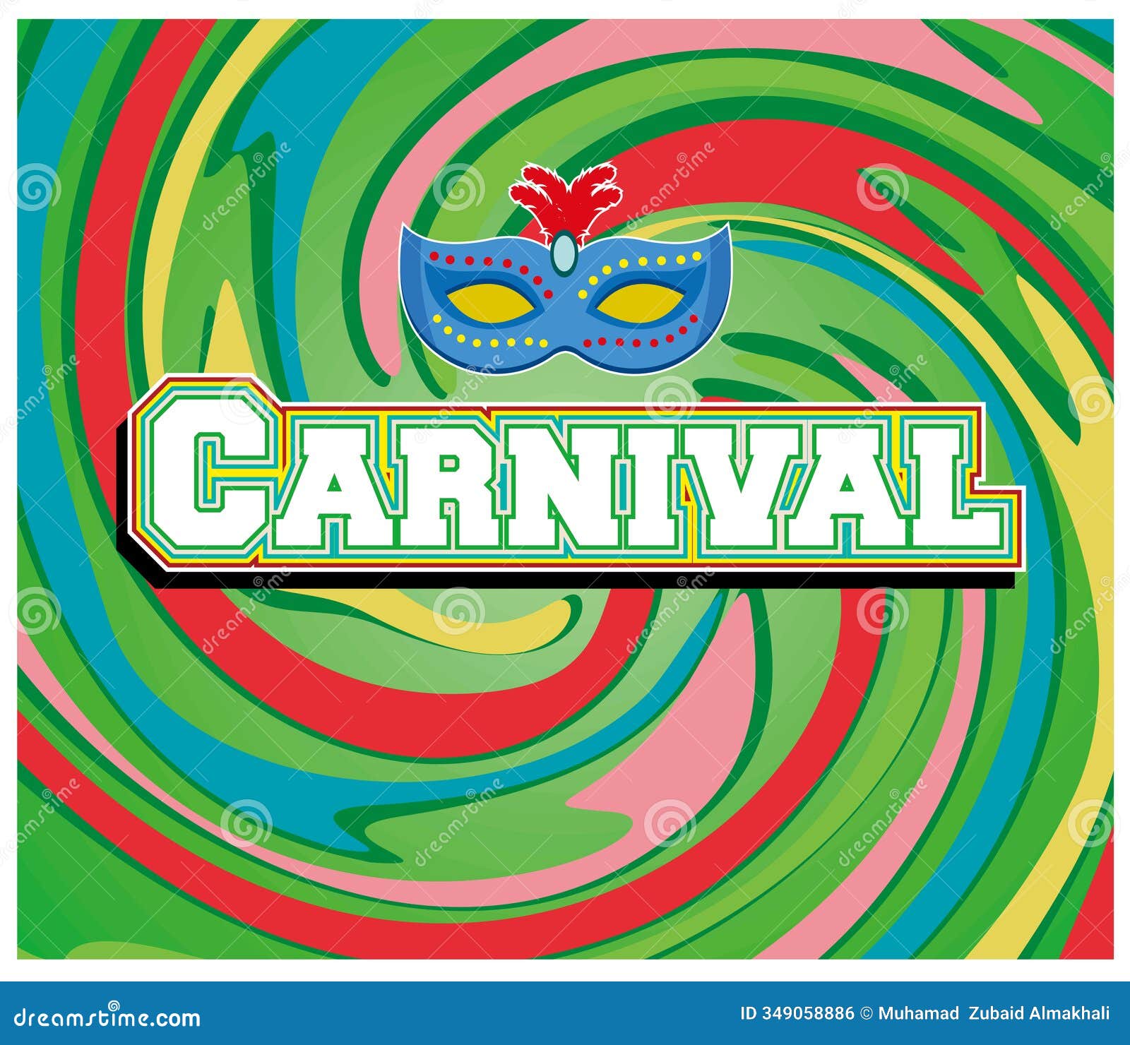 Carnival Title with Colorful Party Elements. Flat Vector Modern Stock ...