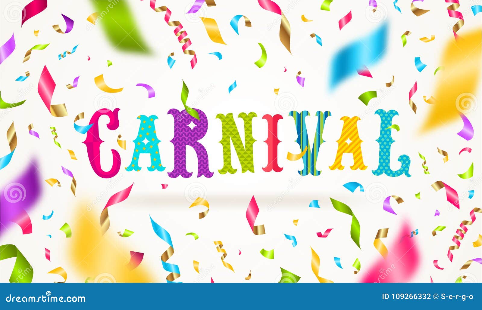 Carnival Type Design and Falling Confetti. Stock Vector - Illustration ...