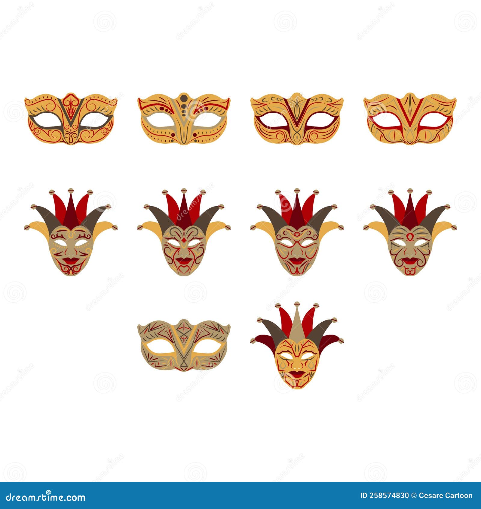 Carnival of Venice Icon Set Stock Vector - Illustration of culture ...