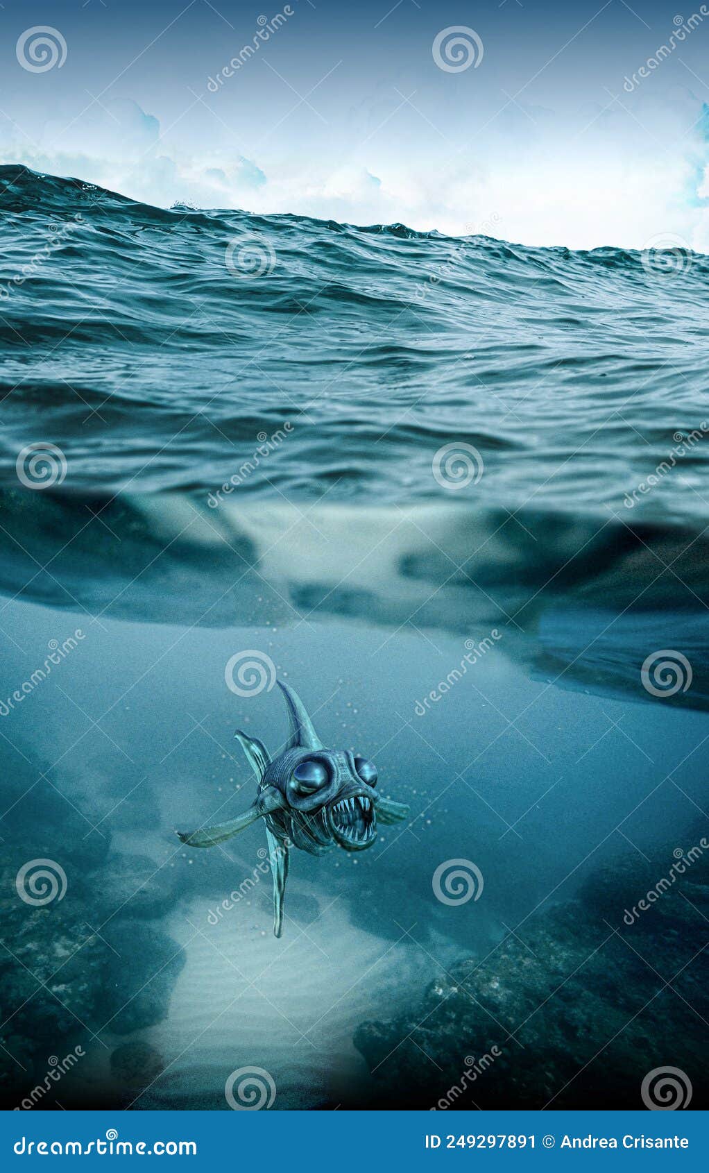 Carnivorous Fish Underwater Stock Illustration - Illustration of ...