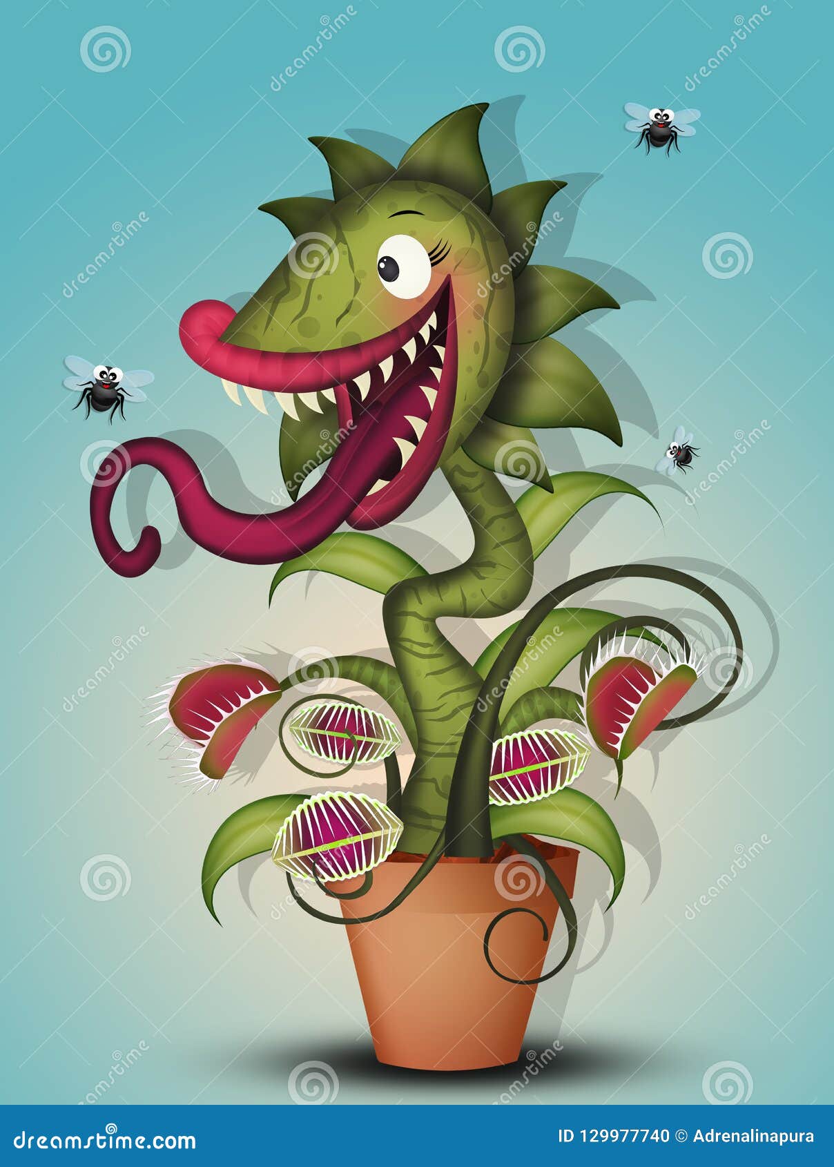 Carnivorous Plant Eat Spider Stock Illustration - Illustration of large ...