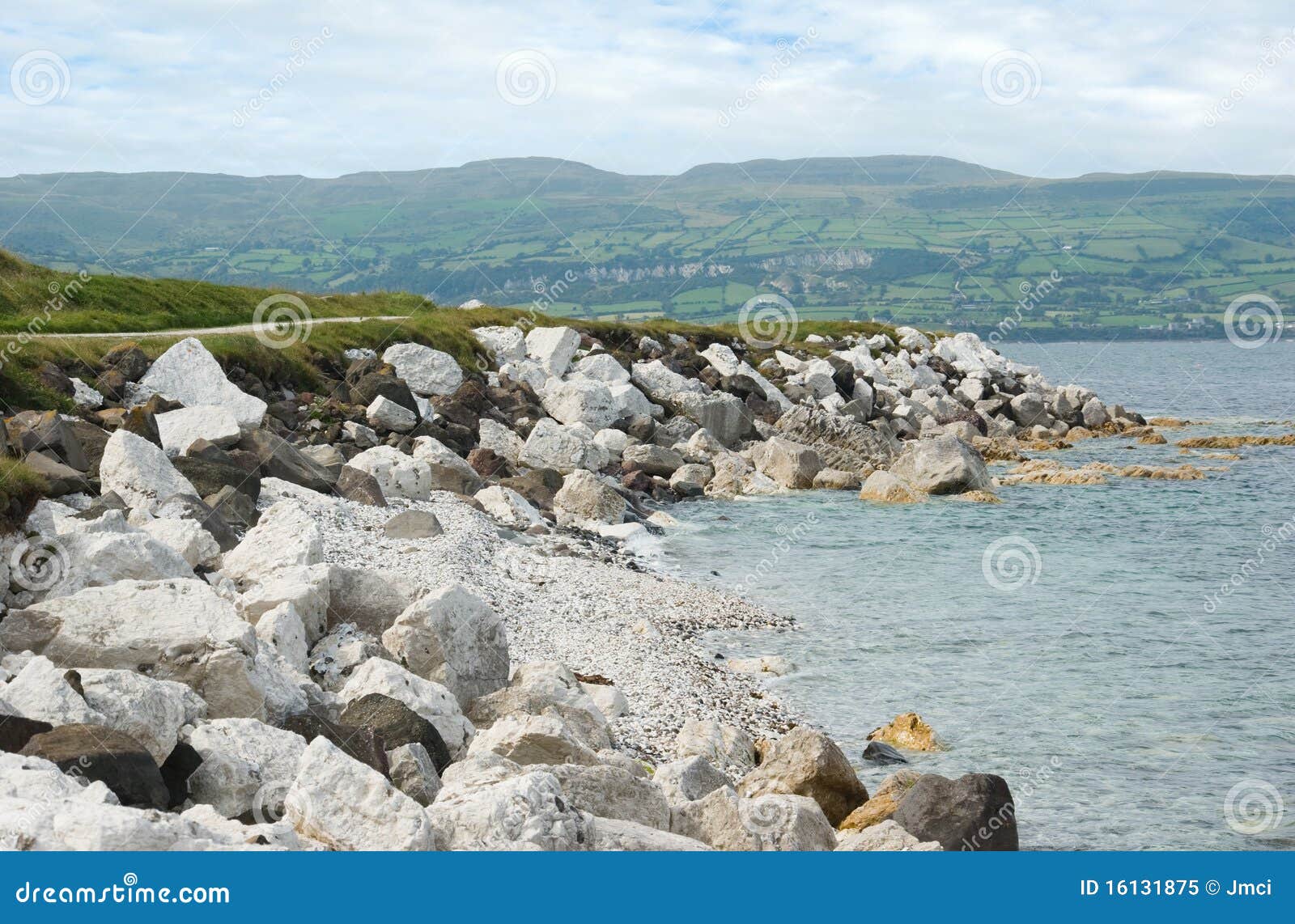 Carnlough Bay stock image. Image of scenic, white, blue - 16131875