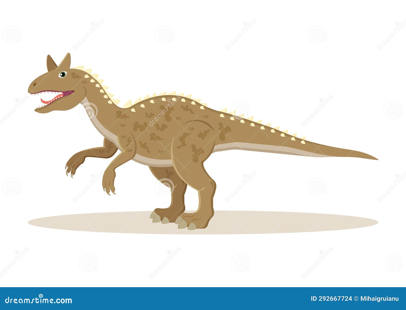 Carnotaurus Dinosaur Cartoon Character Vector Illustration Stock ...