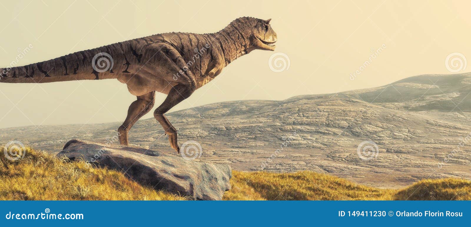 Carnotaurus on field stock illustration. Illustration of angry - 149411230