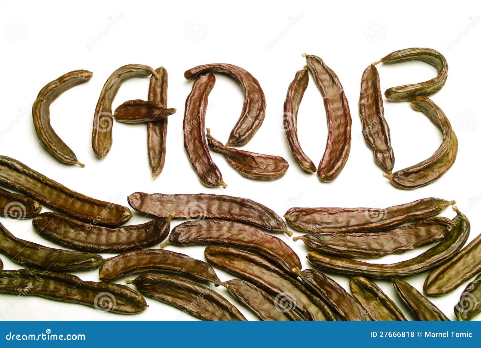 Carob written with pods stock photo. Image of fresh, nutrition - 27666818