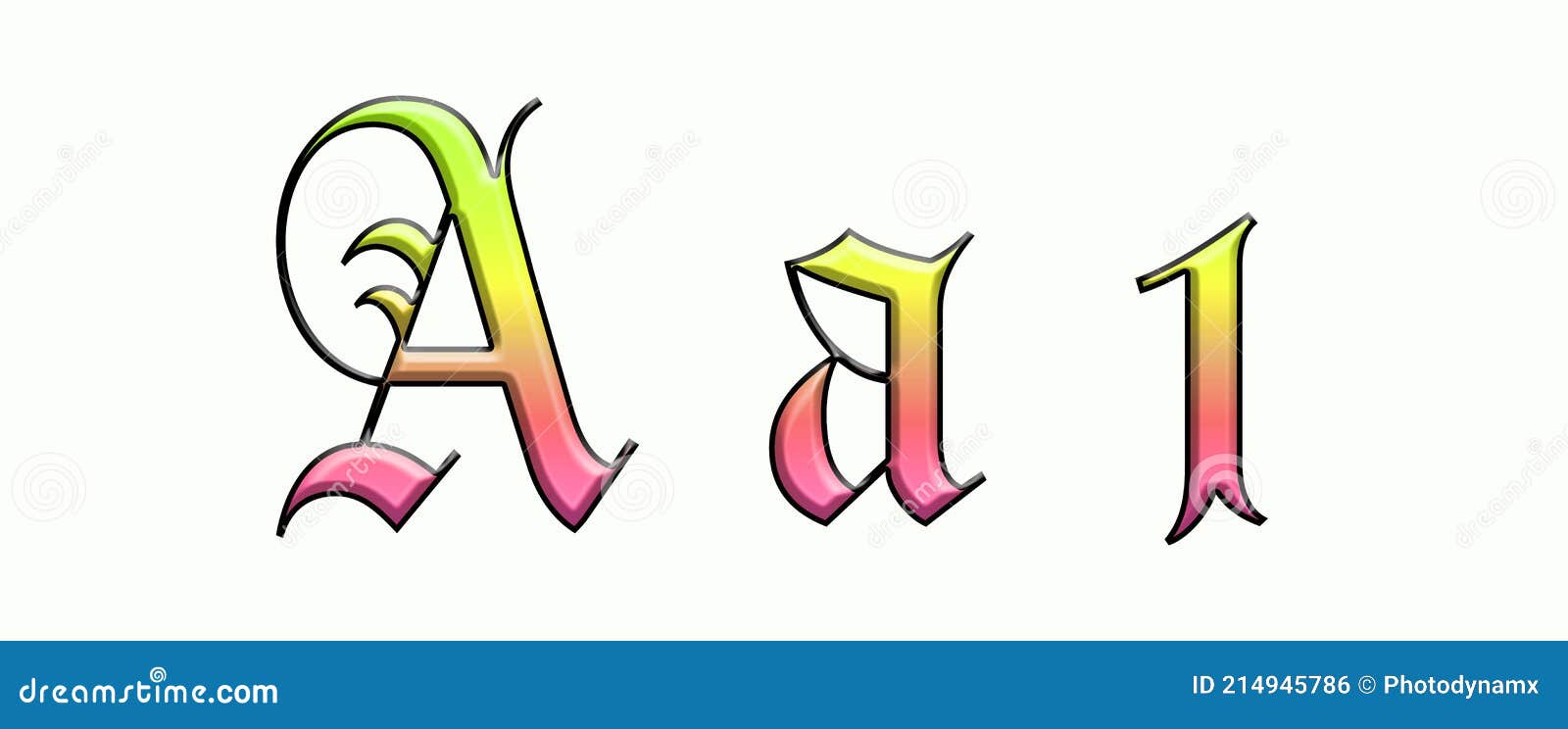 Gothic Calligraphy Alphabet With Strokes