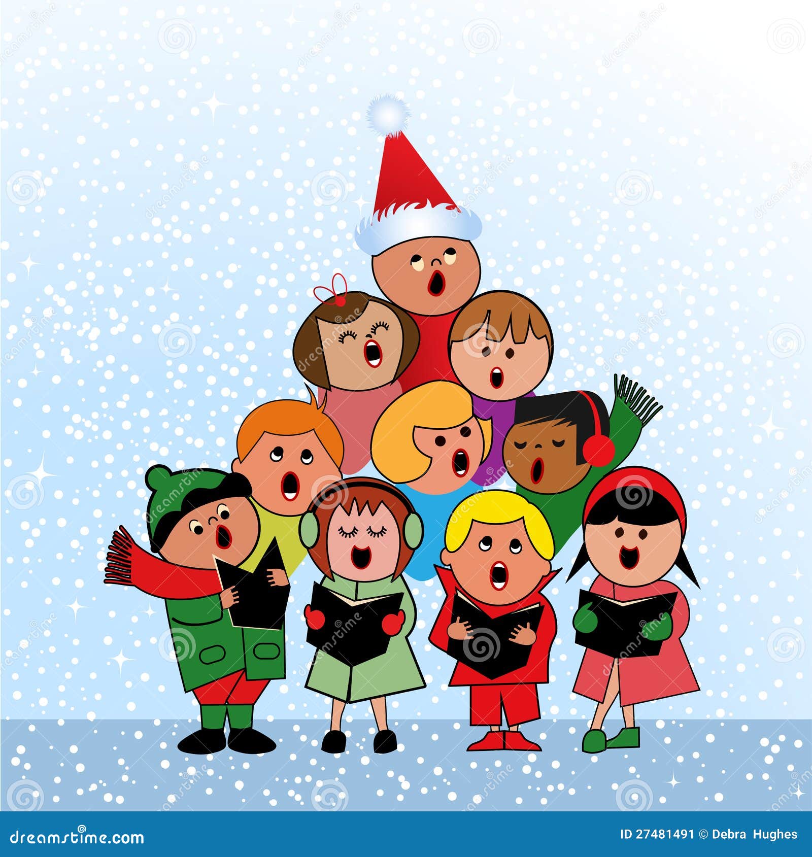 Carolers in Shape of Christmas Tree Stock Vector - Illustration of ...