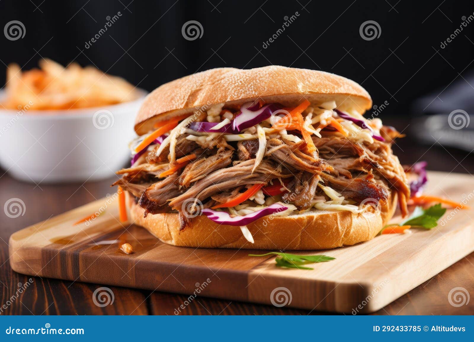 Carolina Pulled Pork on Dark Rye Bread with Slaw Stock Image - Image of ...