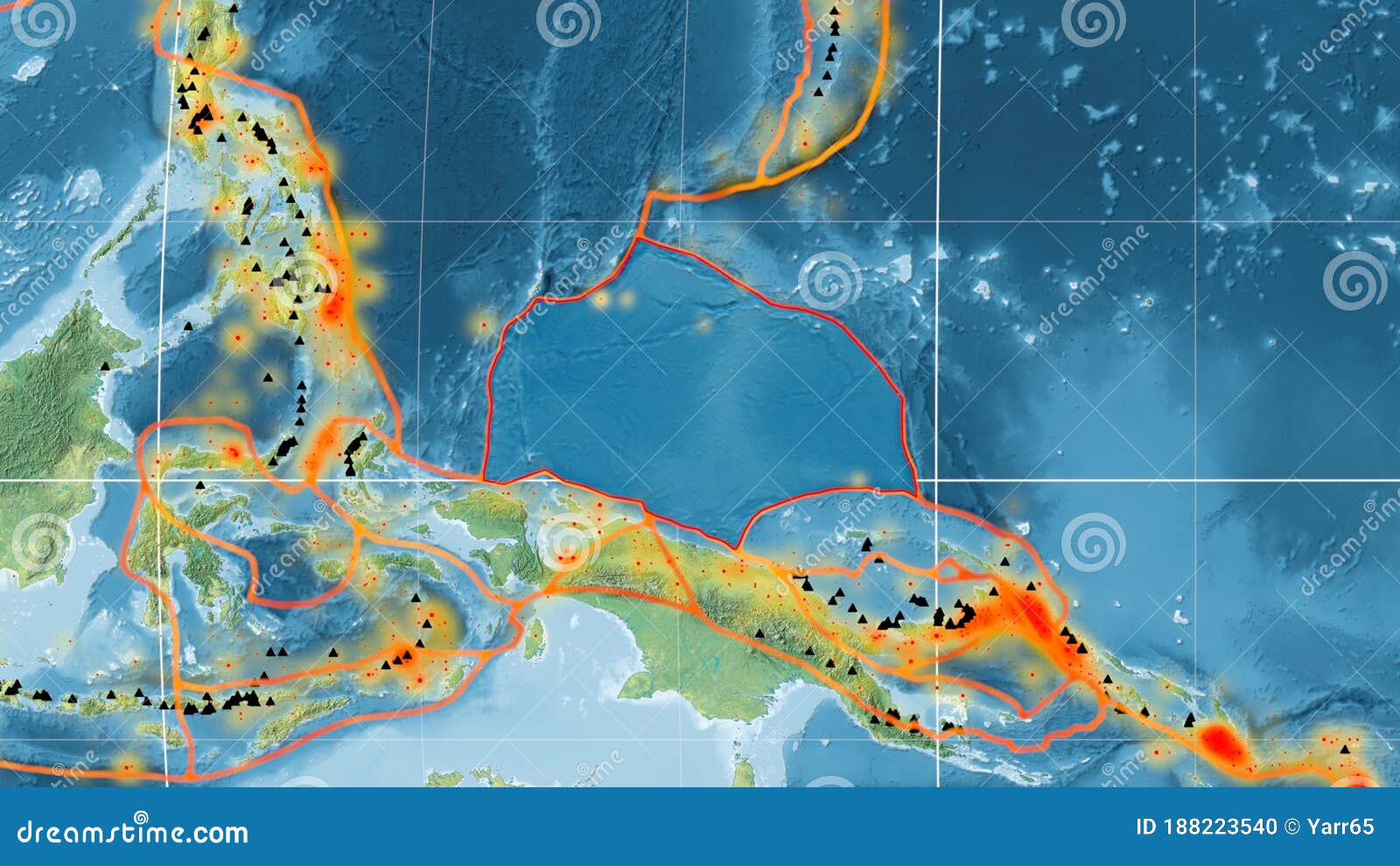 Caroline Plate Outlined, Mollweide Projection - Topographic Stock ...