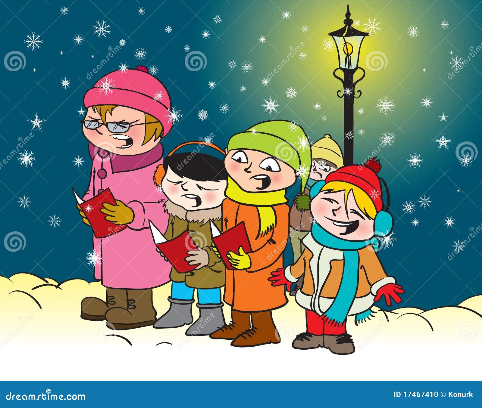 Caroling kids stock vector. Illustration of lantern, child - 17467410