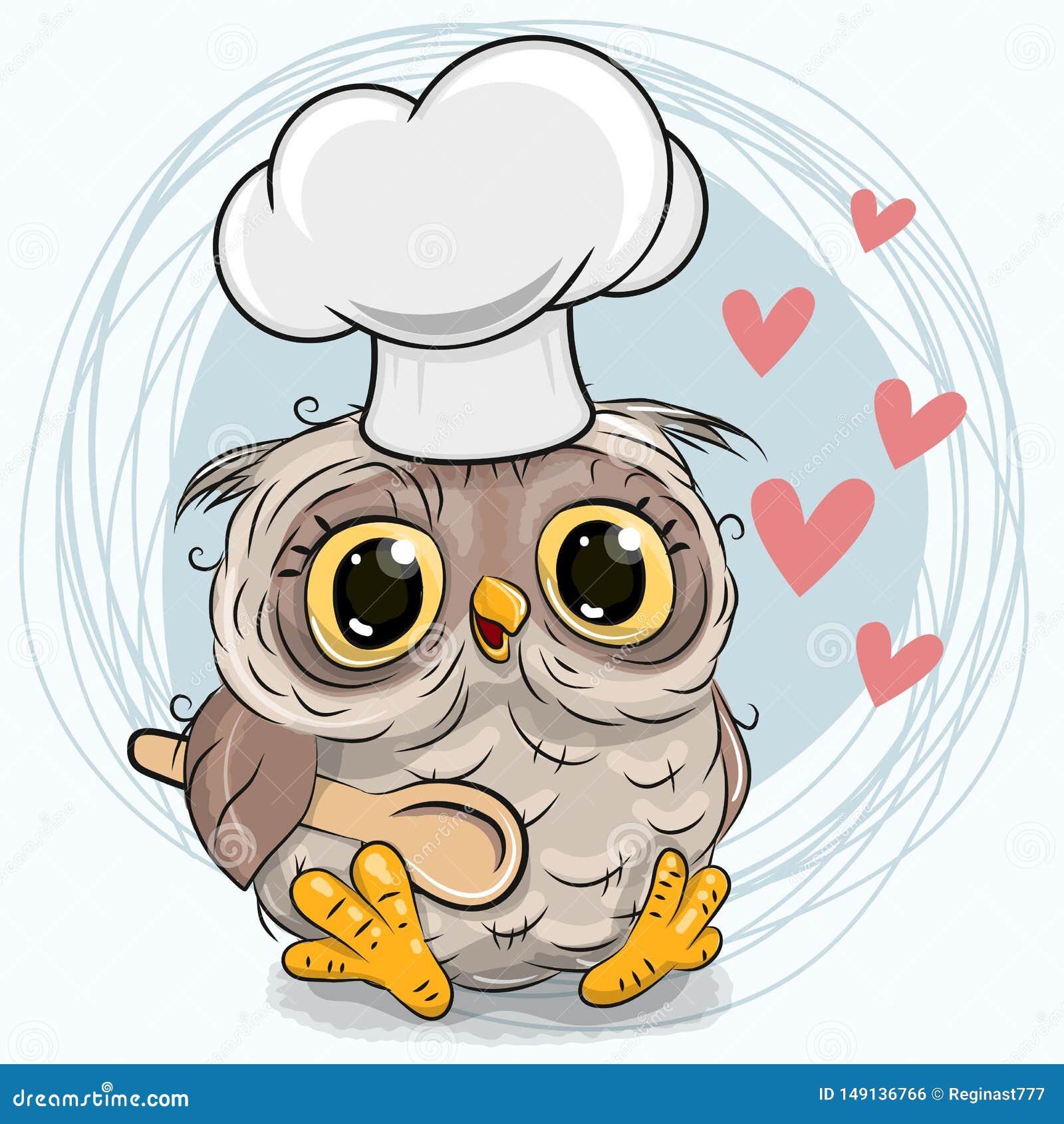 Caroon Owl in a Cook Hat with Spoon Stock Vector - Illustration of ...