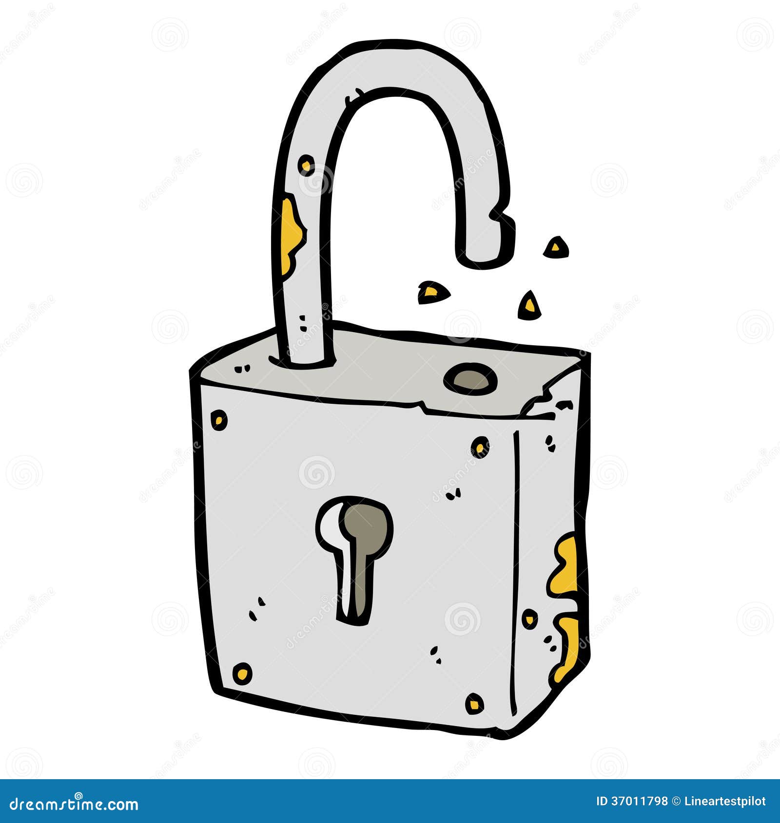 Caroon rusty old padlock stock vector. Illustration of retro - 37011798