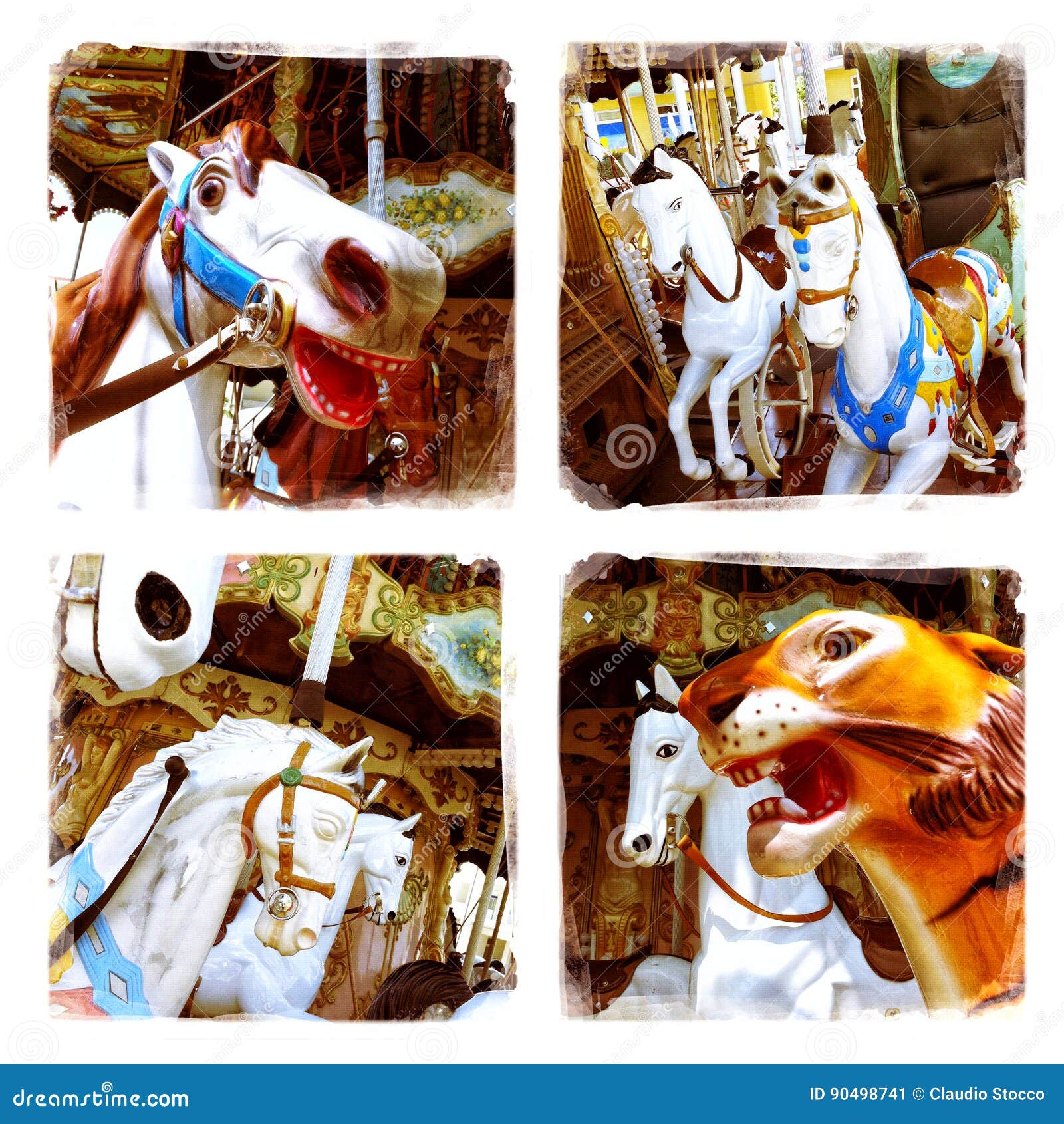 Carousel animals collage stock image. Image of retro - 90498741