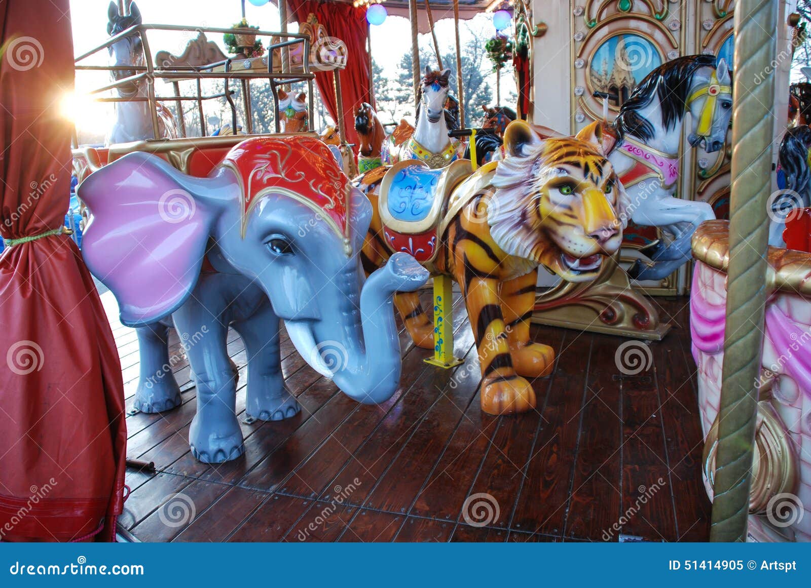 Carousel Animals stock illustration. Illustration of attraction - 51414905