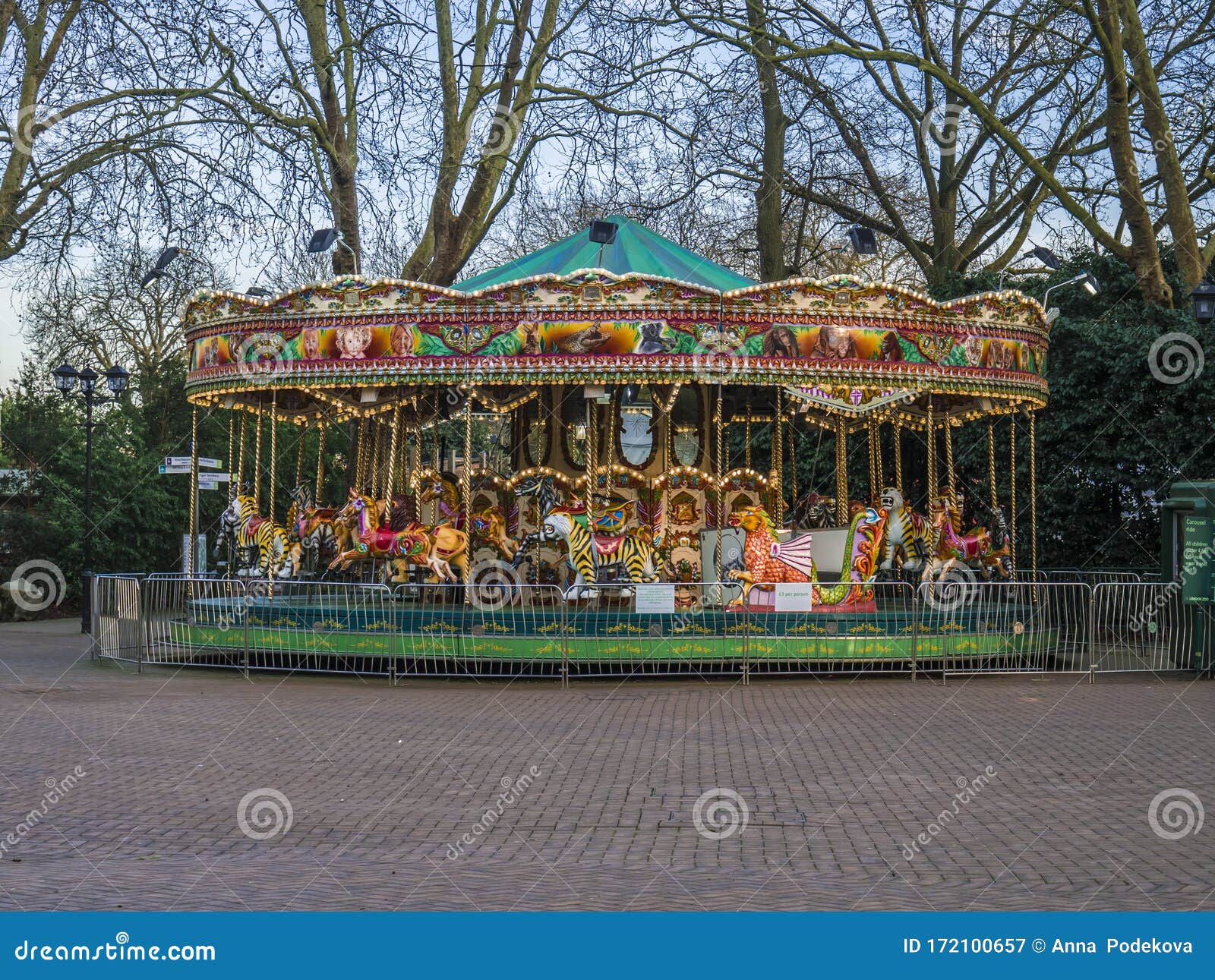 Carousel for Children in the London Zoo Stock Image - Image of drones ...