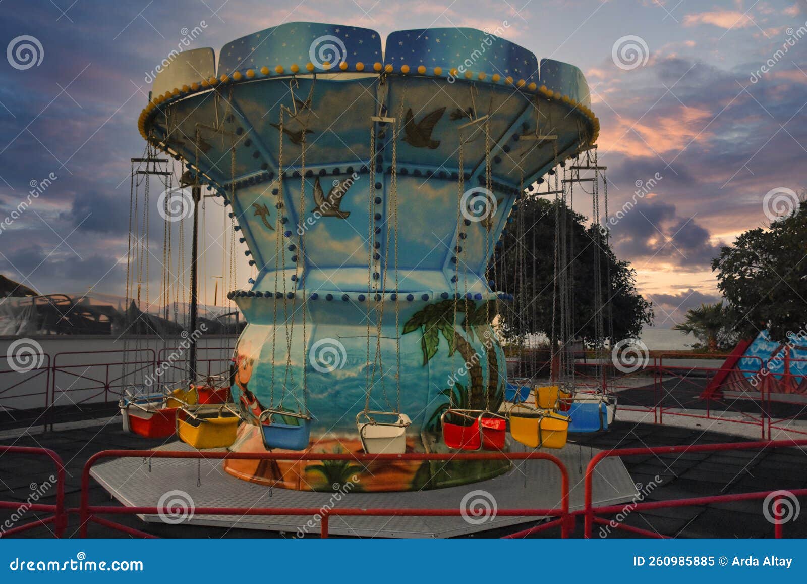 A Carousel in an Empty Amusement Park Stock Image - Image of horse ...