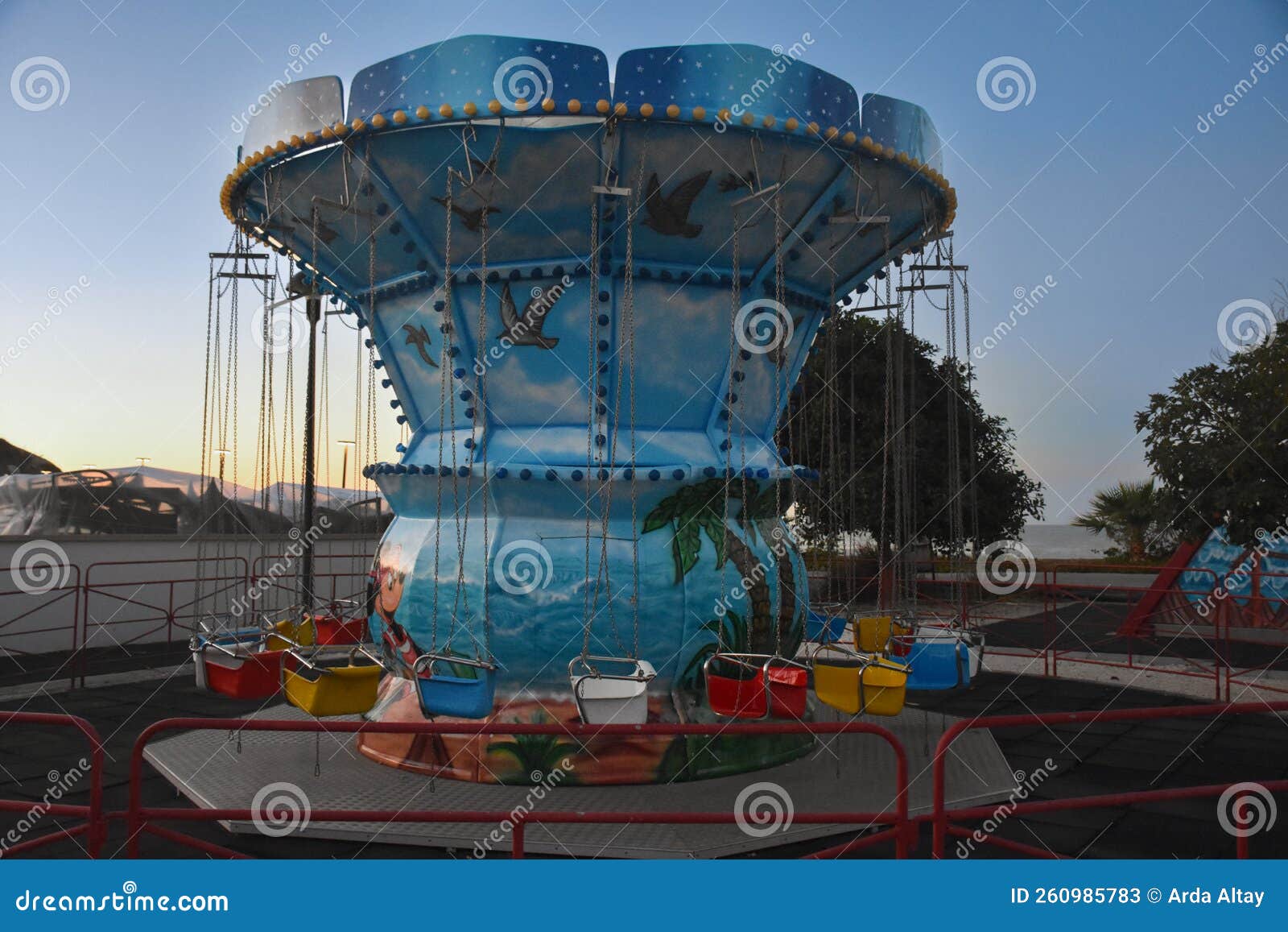 A Carousel in an Empty Amusement Park Stock Image - Image of city ...