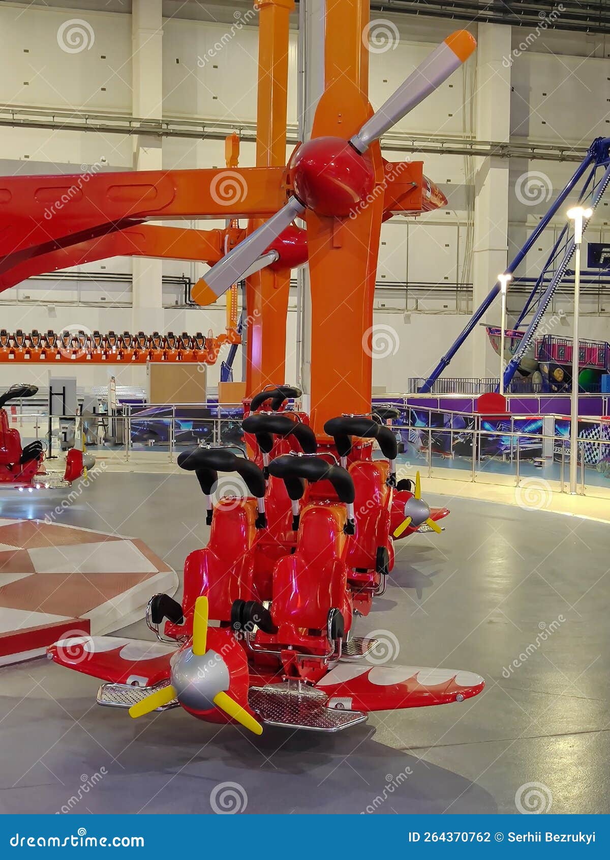 Carousel in the Form of a Cartoon Airplane with Two Seats and ...